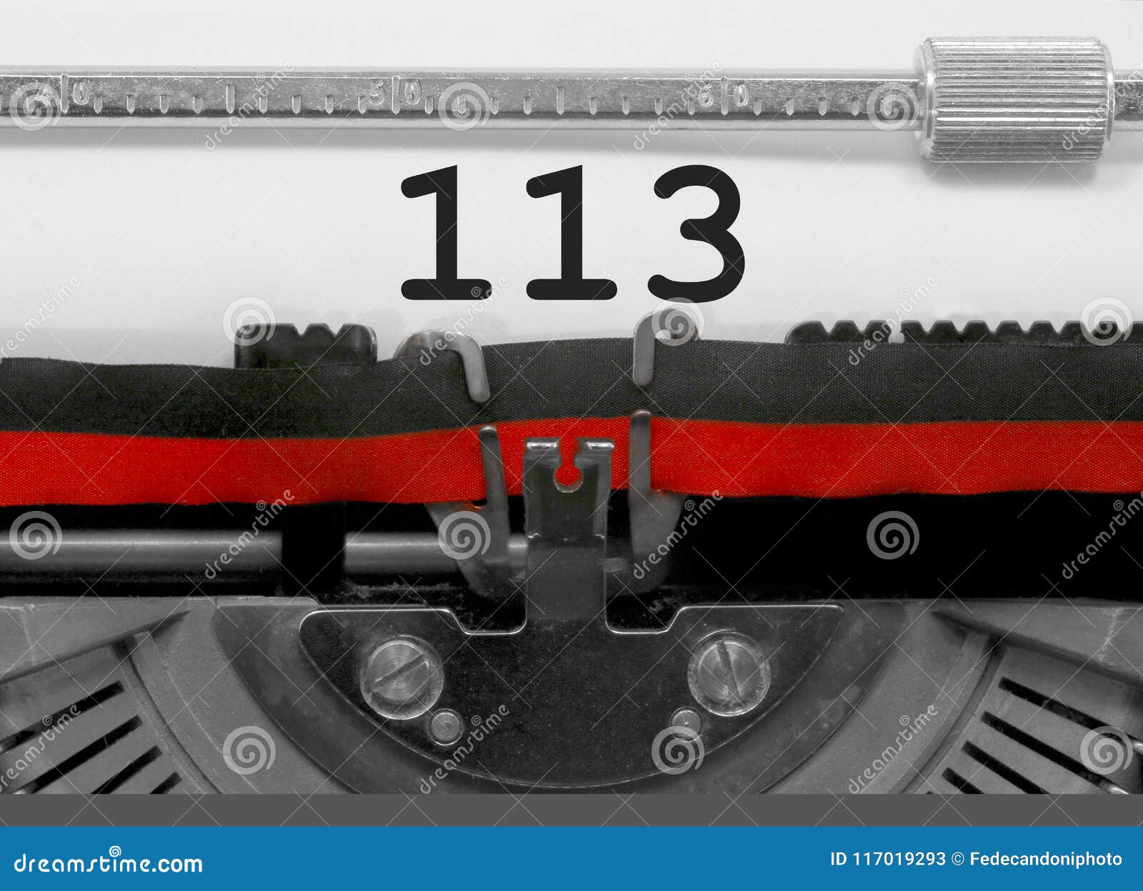 113 Number by the Old Typewriter on White Paper Stock Image - Image of ...