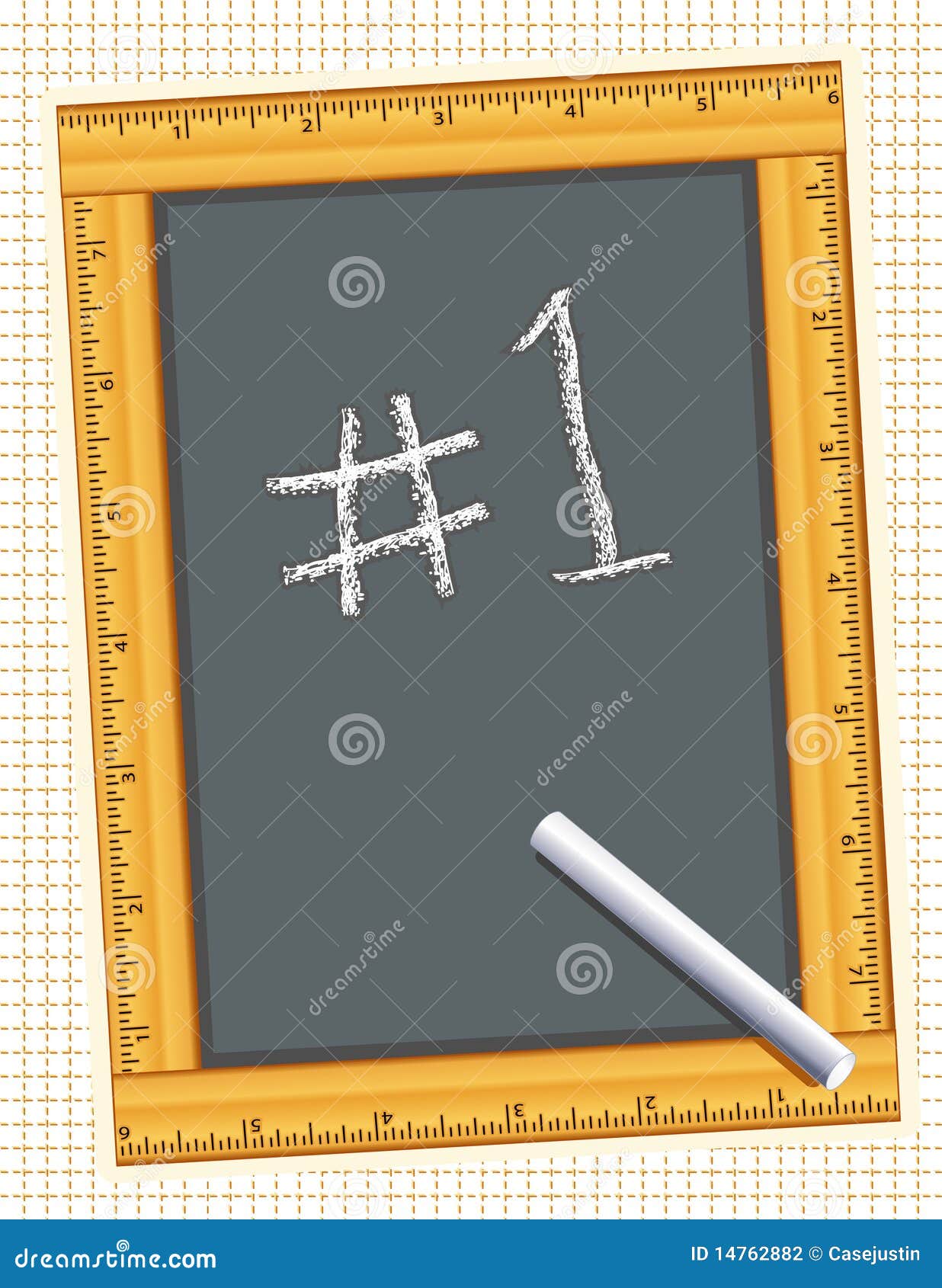 Chalkboard, Ruler Frame, Number One! Stock Vector - Illustration of ...