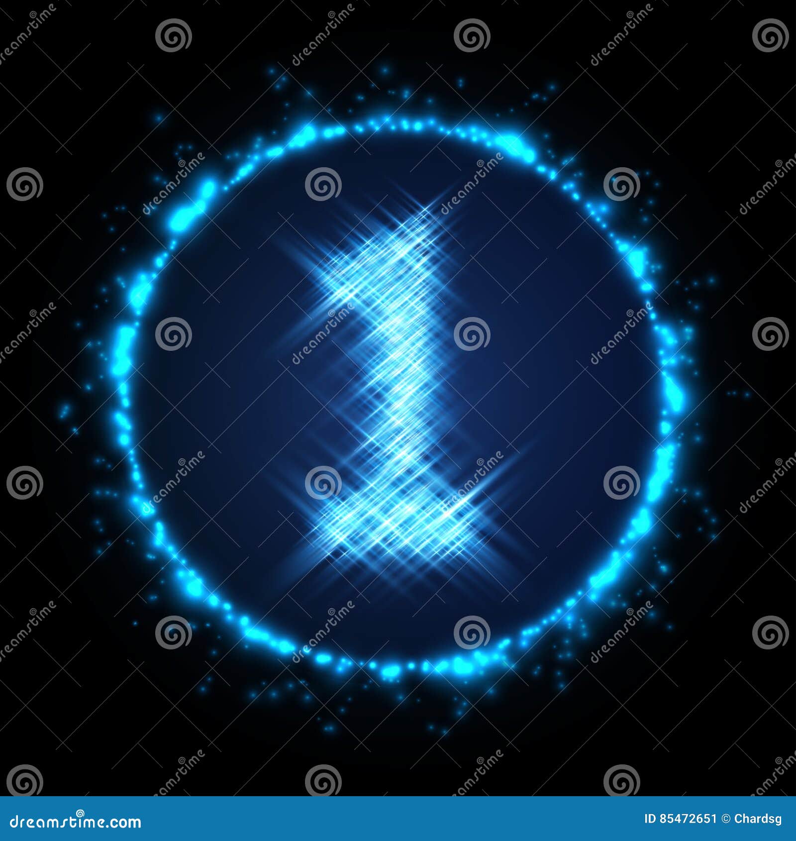 Number One, Abstract Light on Dark Background. Vector Illustration ...