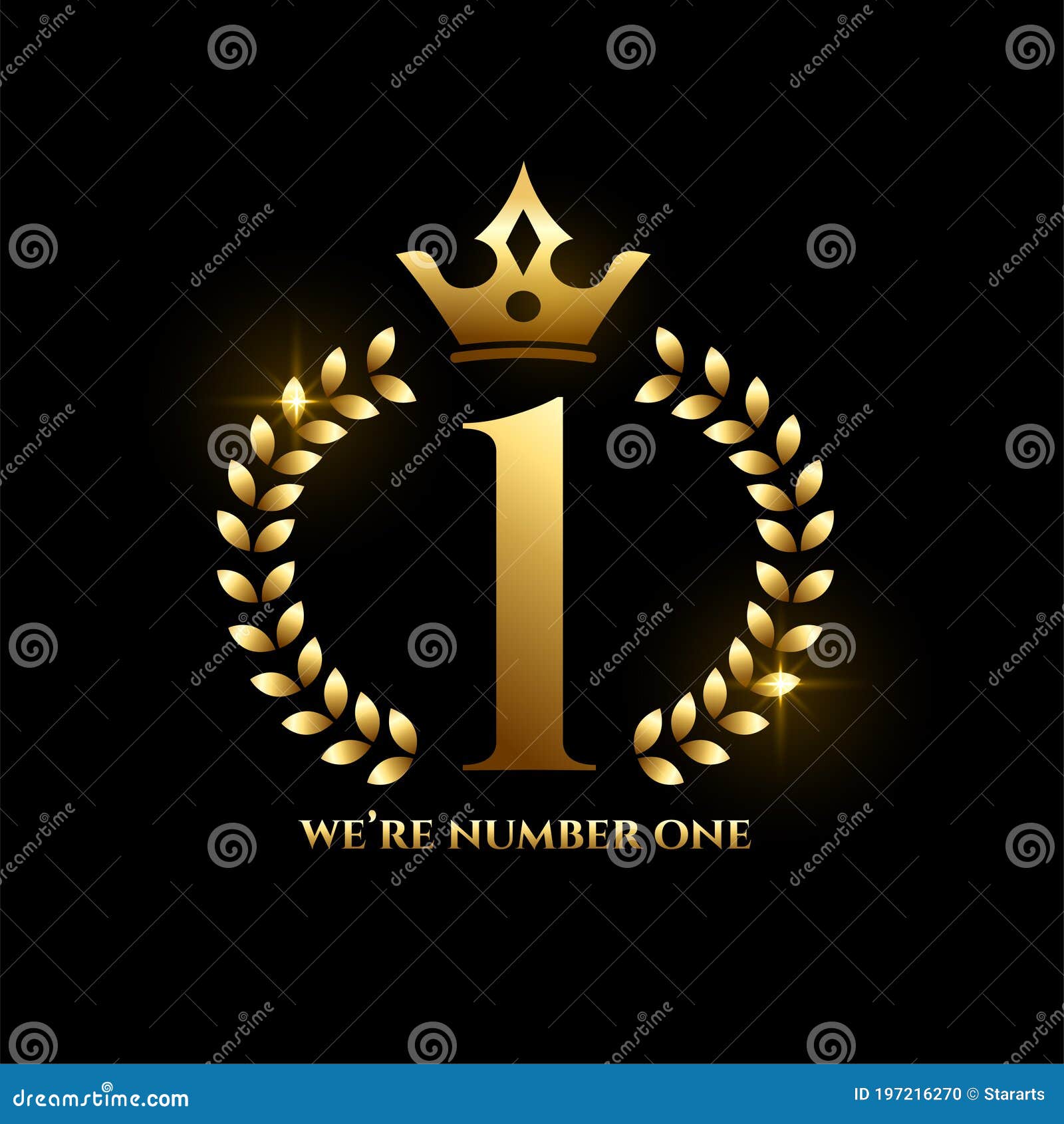 Number One Achievement Golden Label with Crown Stock Vector ...