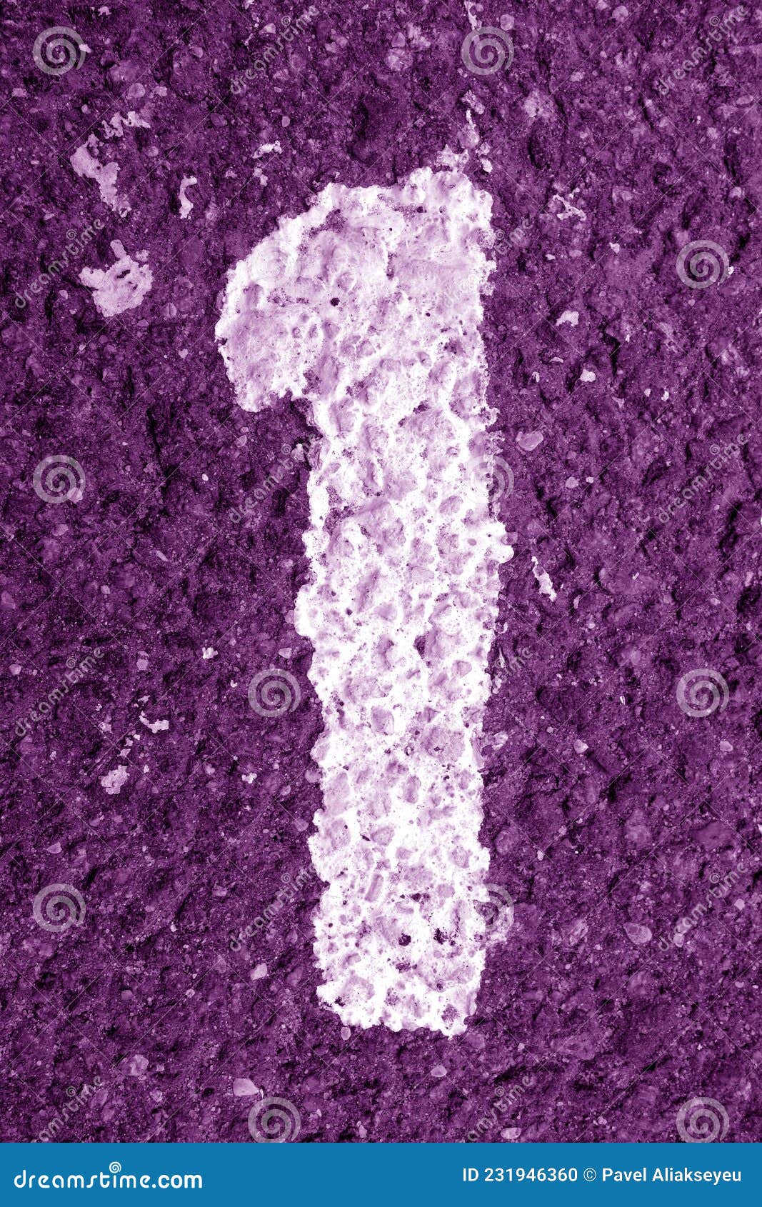Number One on Asphalt in Purple Tone Stock Photo - Image of sign ...
