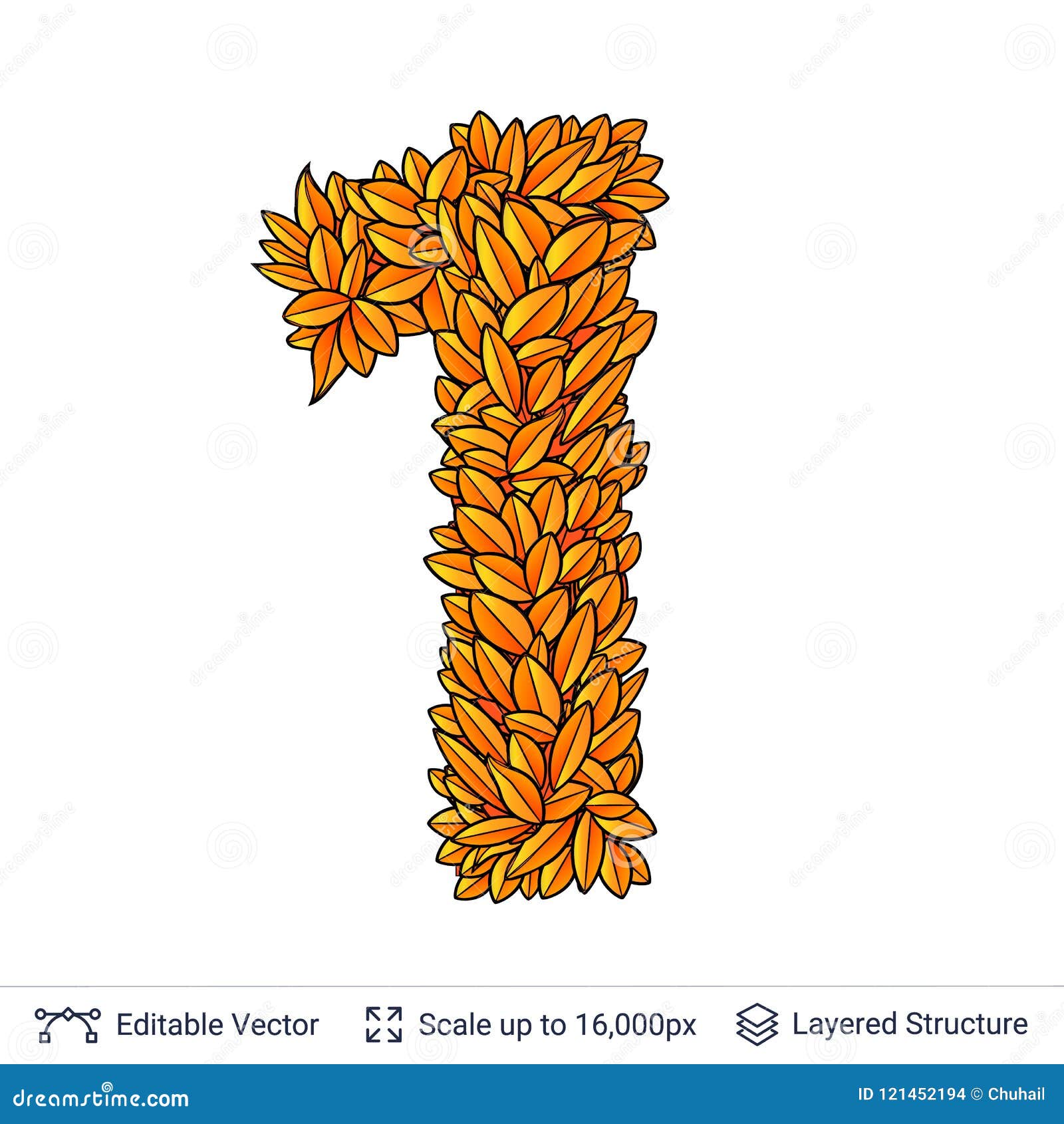 Number One of Autumn Leaves. Stock Vector - Illustration of halloween ...