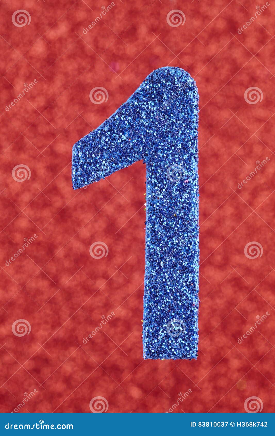 Number One Blue Color Over a Red Background. Anniversary Stock Image ...