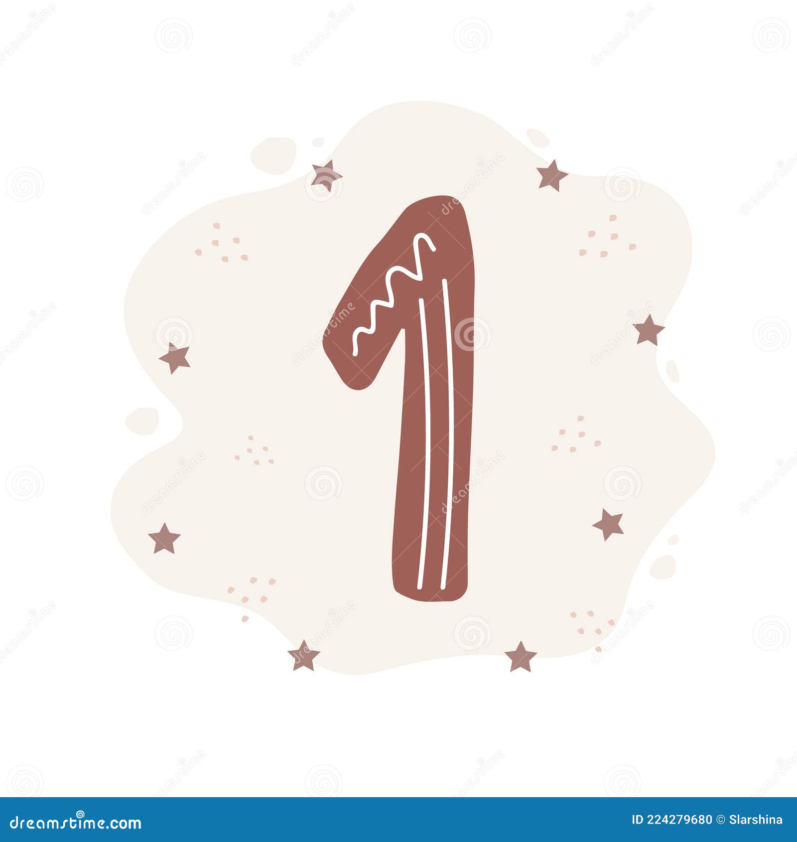 Number One in Boho Style. Cute Doodle Element for Birthday Card ...