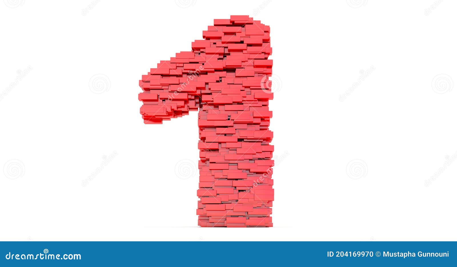 Number One from Building Bricks, Concept of Red Bricks that Build Up To ...