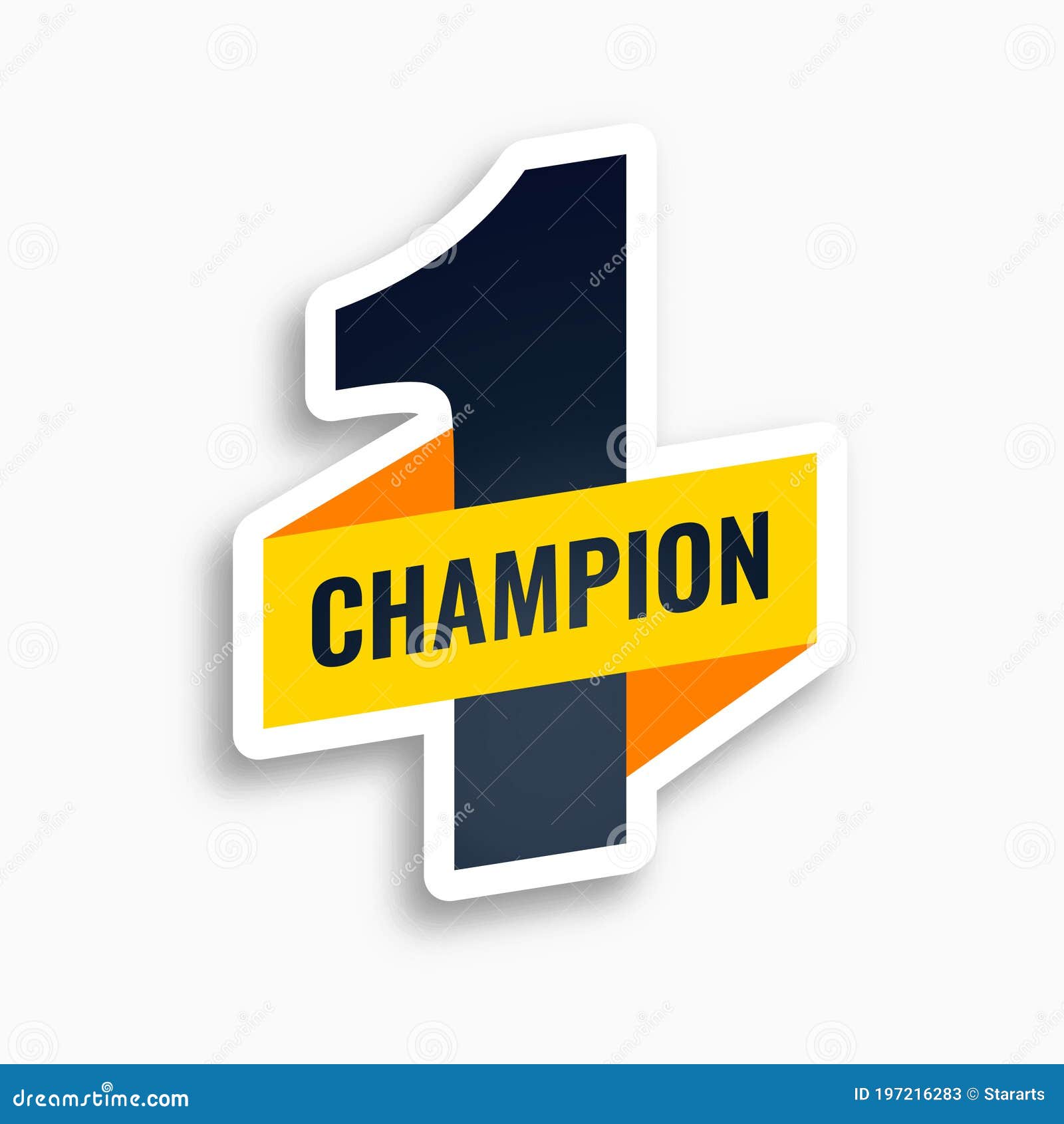 Number One Champion Winner Sticker Design Stock Vector - Illustration ...