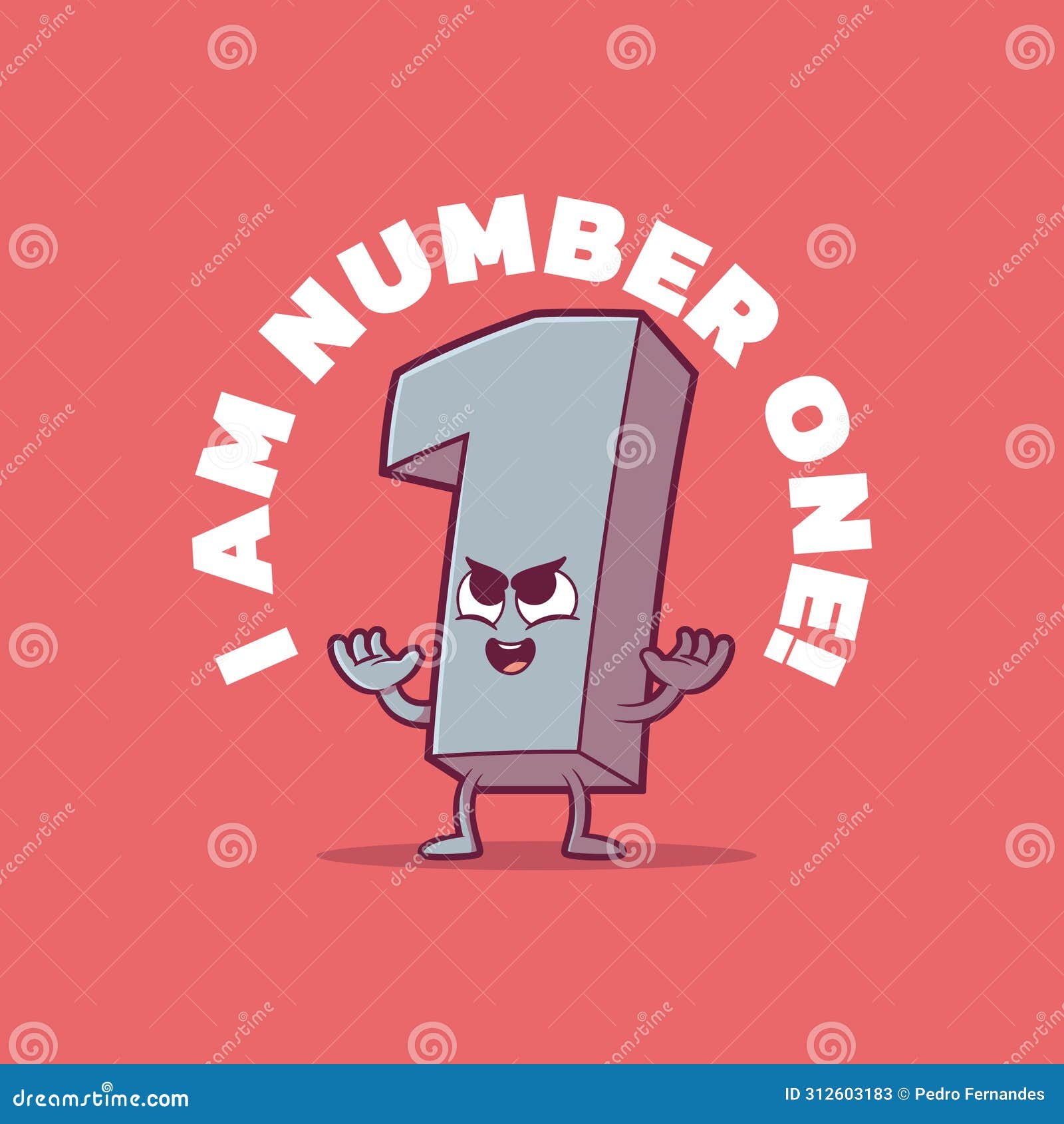 Number One Character Screaming Vector Illustration. Stock Vector ...