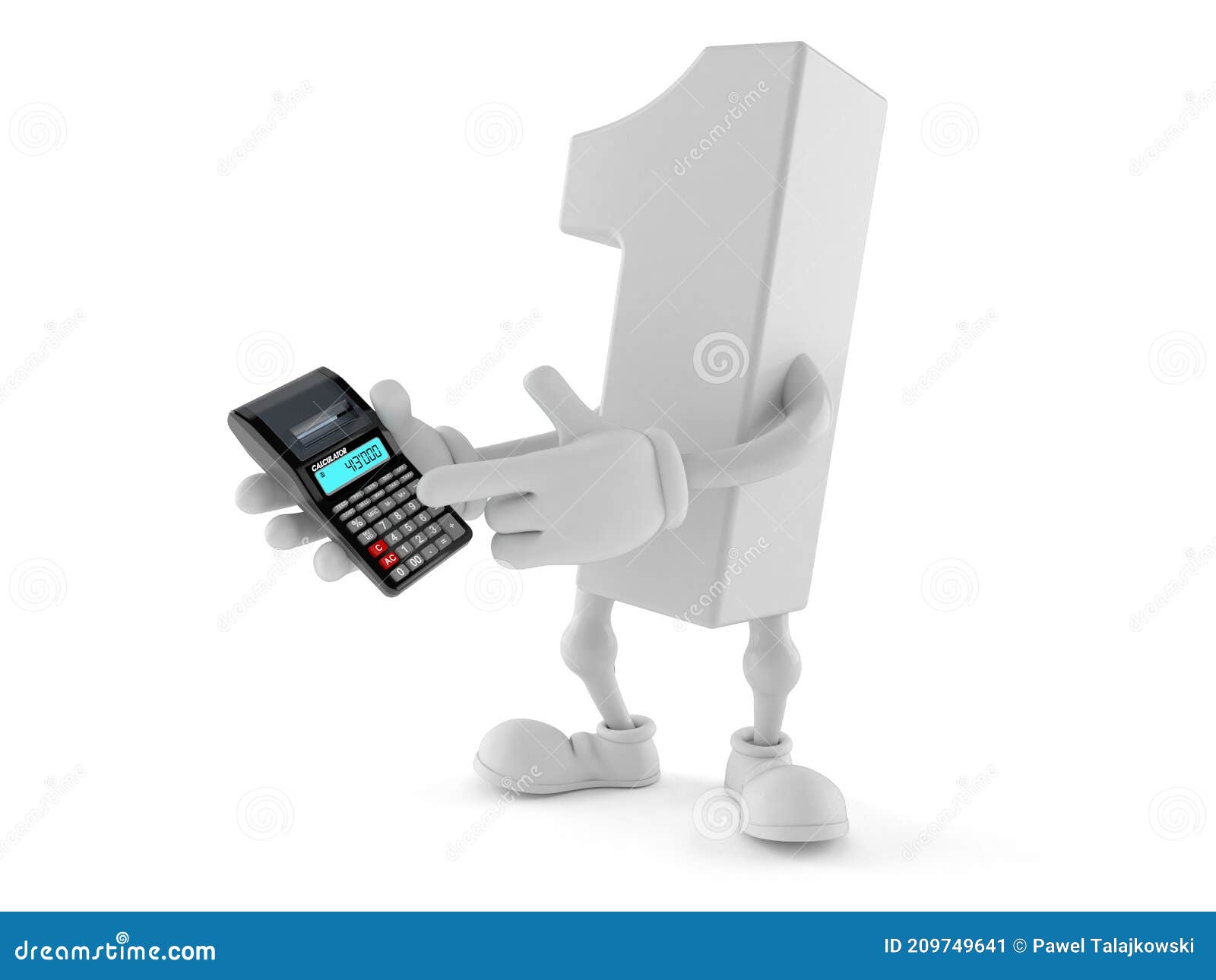 Number One Character Using Calculator Stock Illustration - Illustration ...