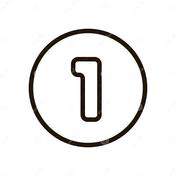 Number One in a Circle Icon on White Background. Vector Illustration ...