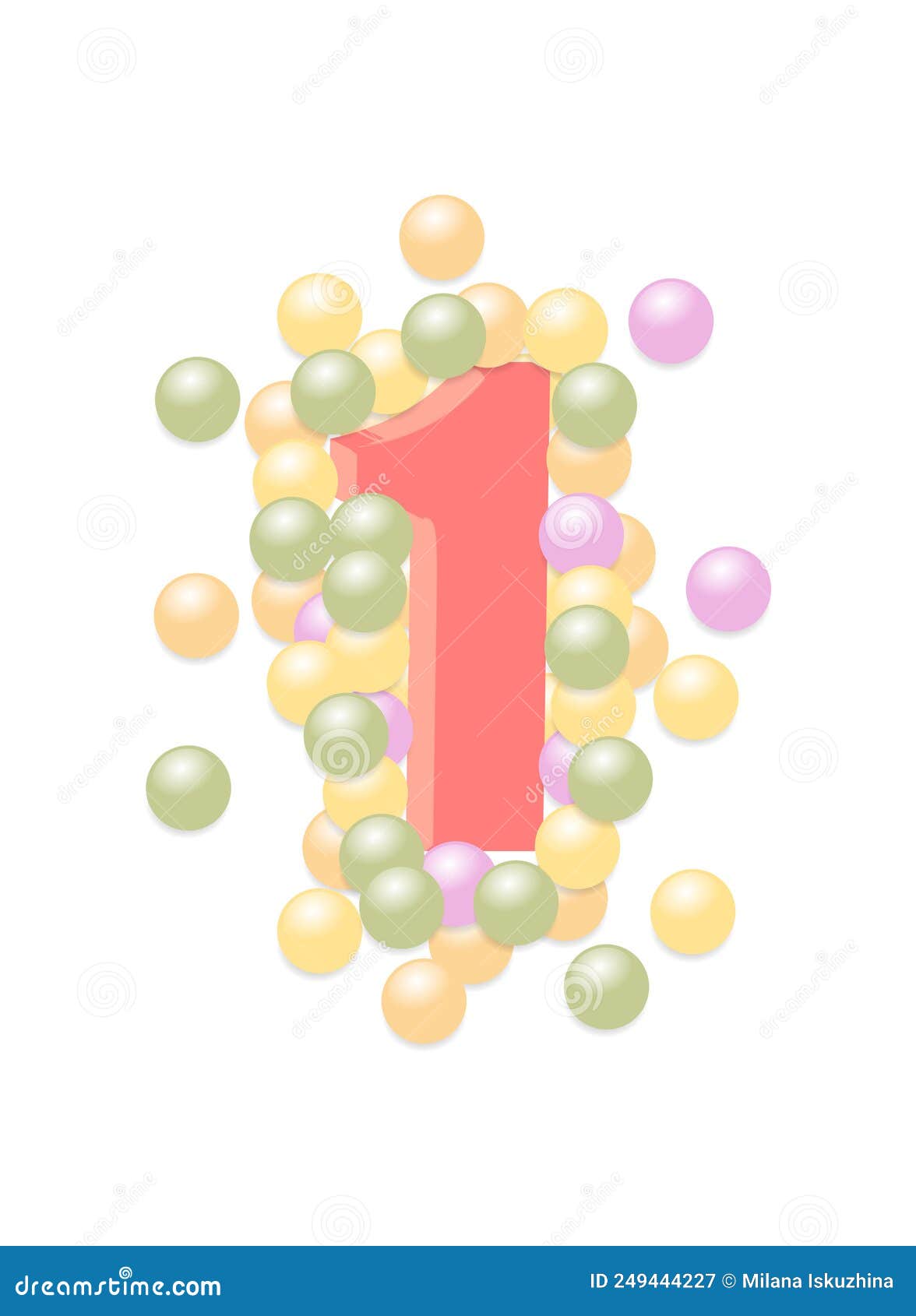 Number One in Colored Balls Stock Vector - Illustration of mathematics ...