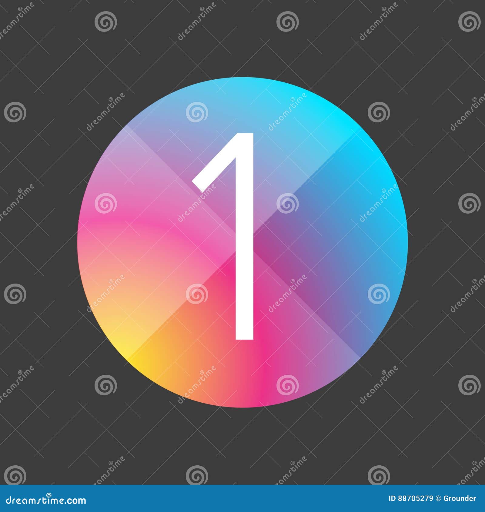 Number one colorful button stock vector. Illustration of vector - 88705279