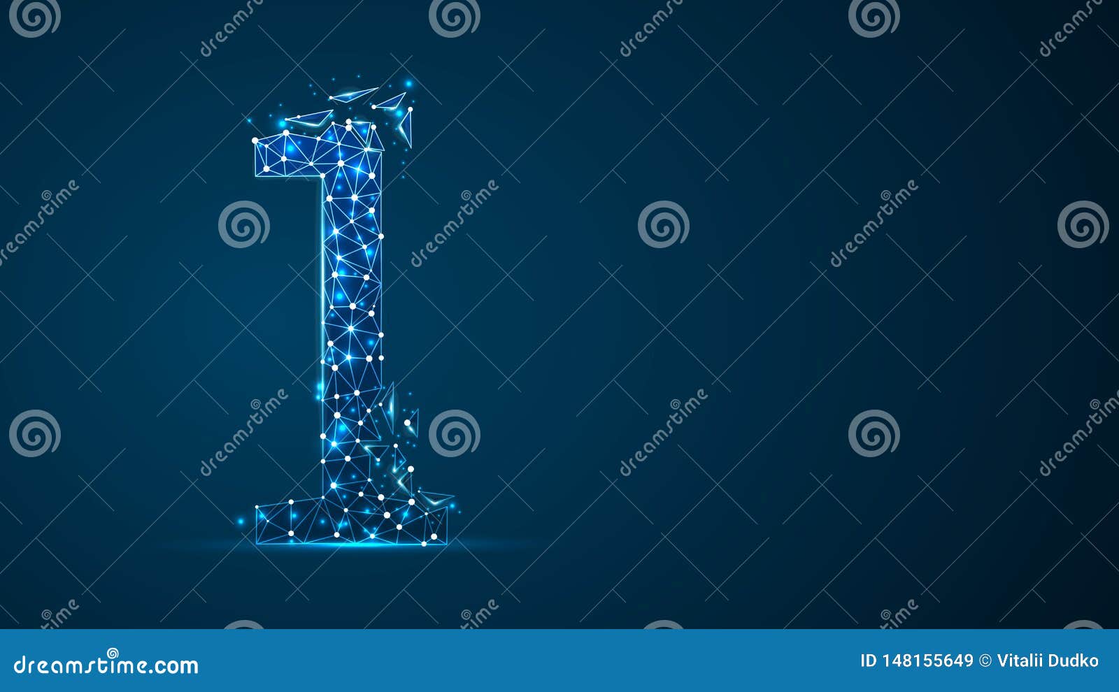 Number One 2D Low Poly Abstract Illustration Consisting of Points ...