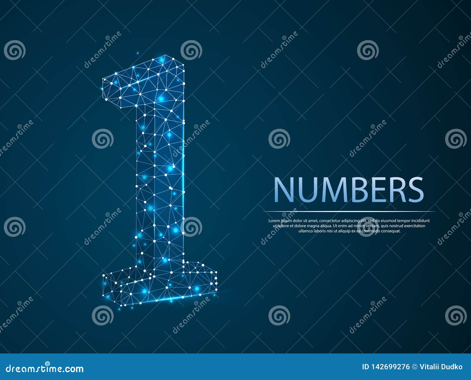 Number One 3D Low Poly Abstract Illustration.Vector Digit 1 Wireframe ...