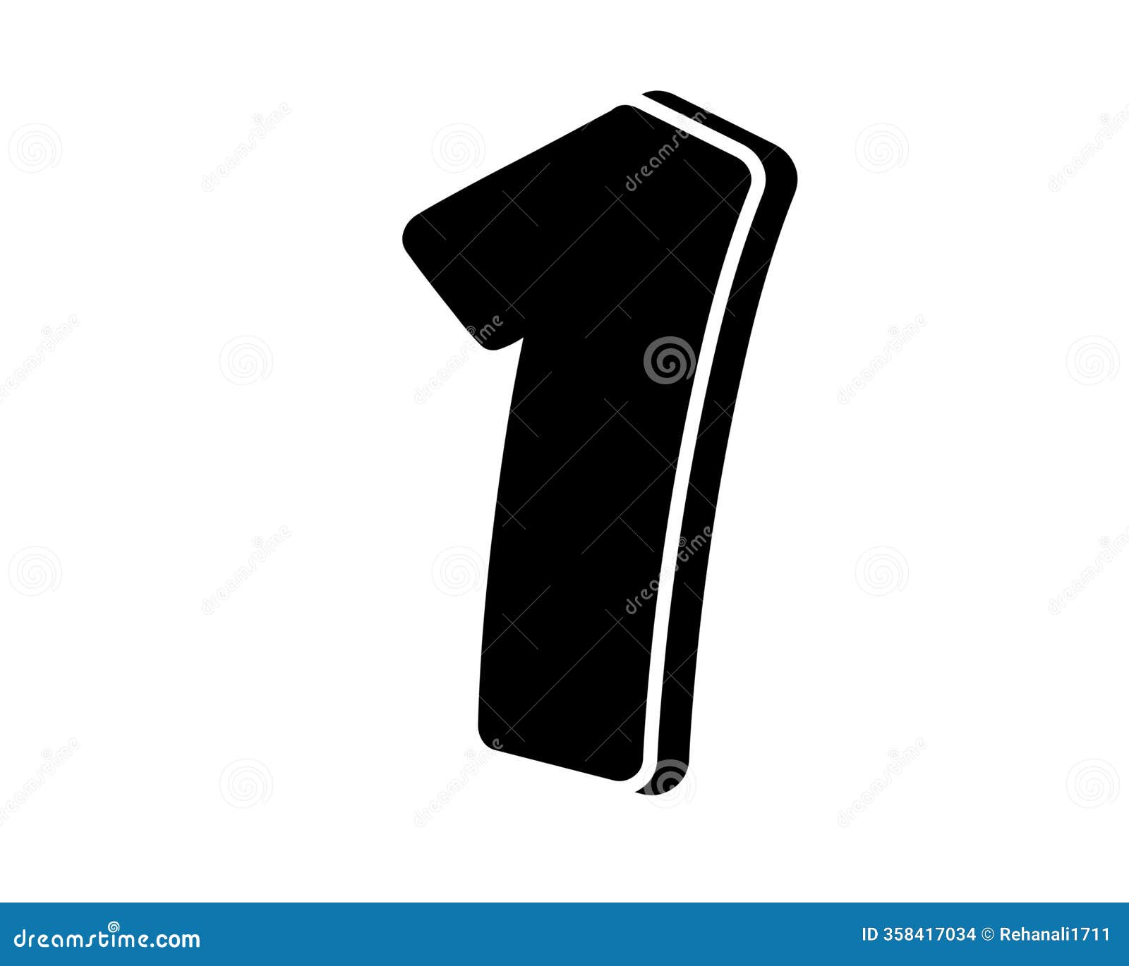 Number 1 One 3D with Shadow Effects on White Background Stock ...