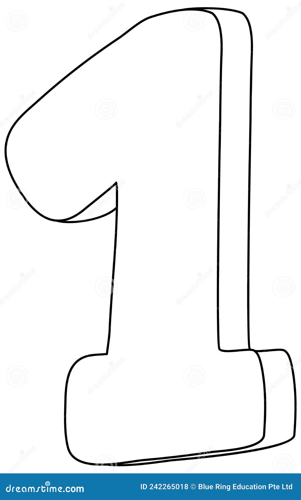 Number One Doodle Outline for Colouring Stock Vector - Illustration of ...