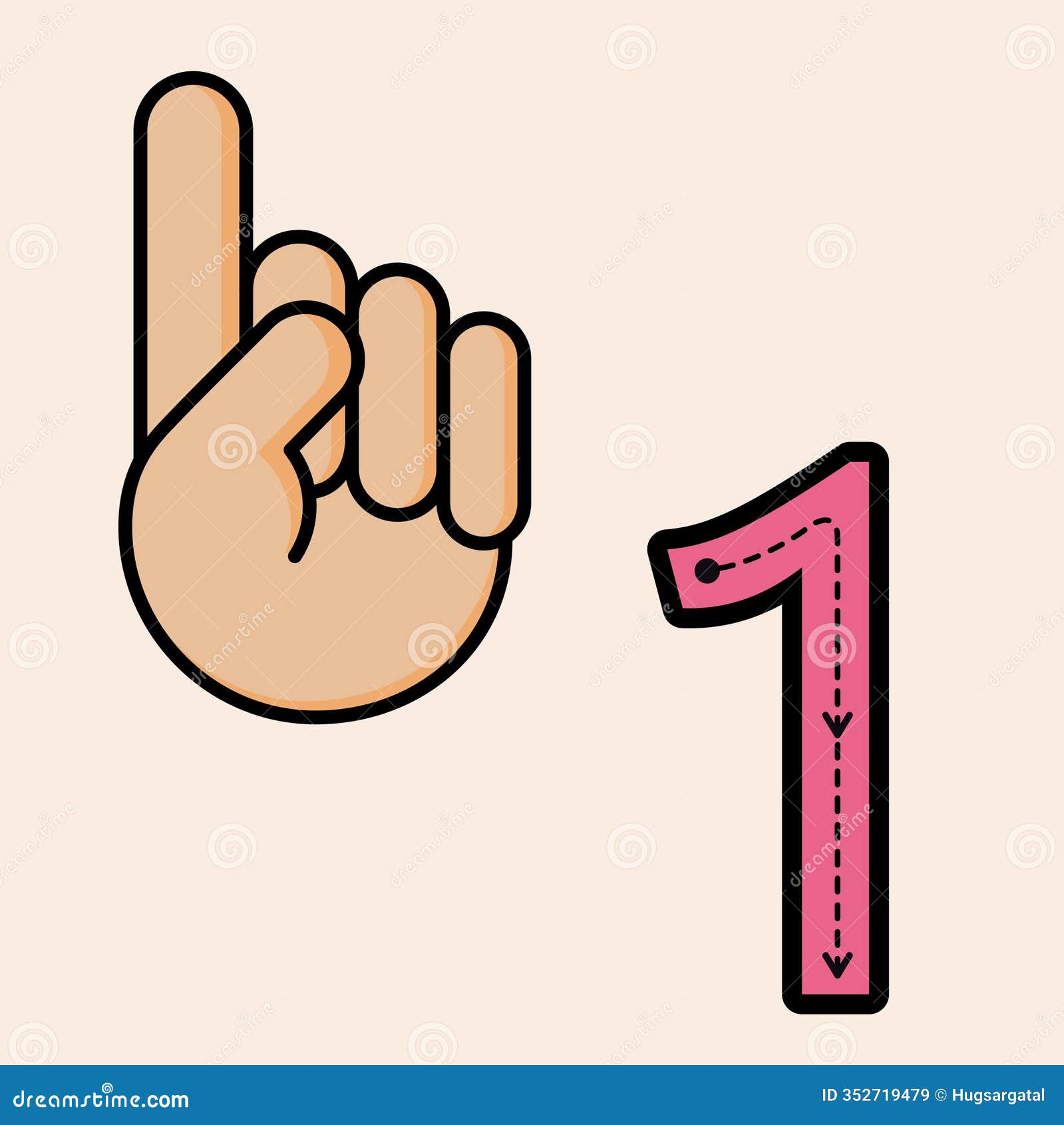 Number 1 - Hand for Kids stock illustration. Illustration of cool ...