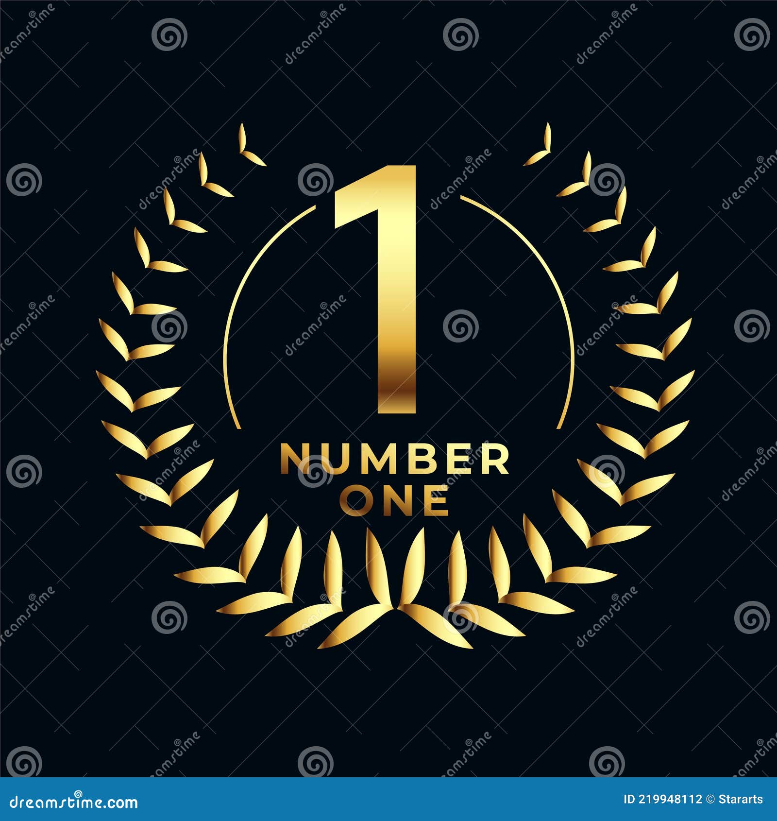 Number One Golden Label with Leaves Wreath Stock Vector - Illustration ...