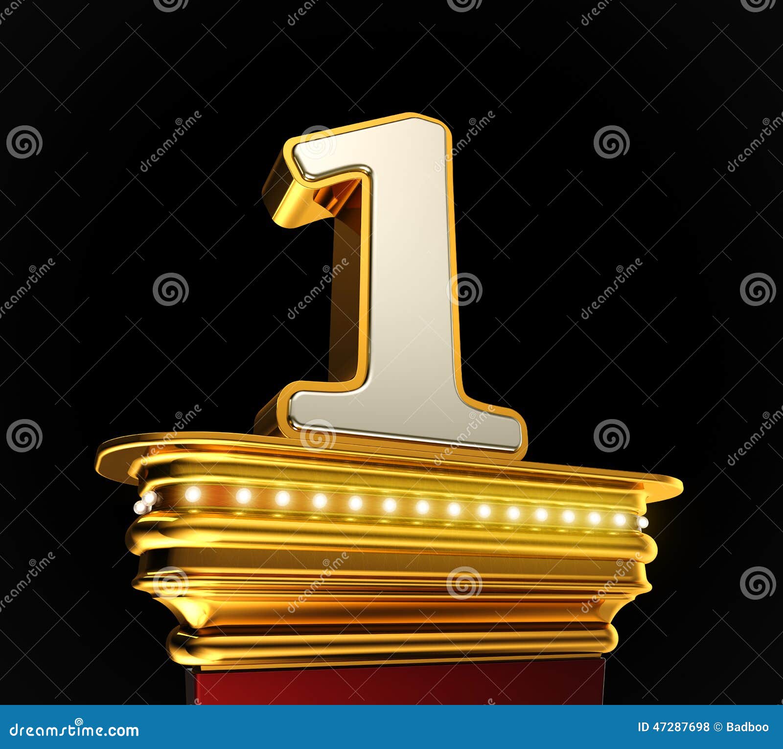 Number One on Golden Platform Stock Illustration - Illustration of ...