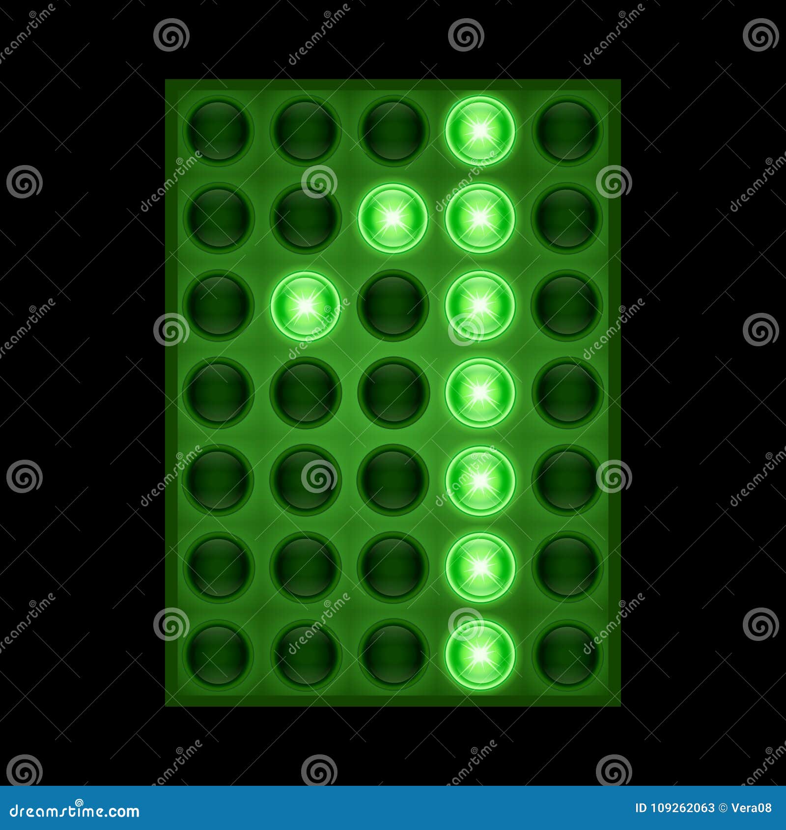 Number One 1 on Green LED Display. Stock Vector - Illustration of lamp ...