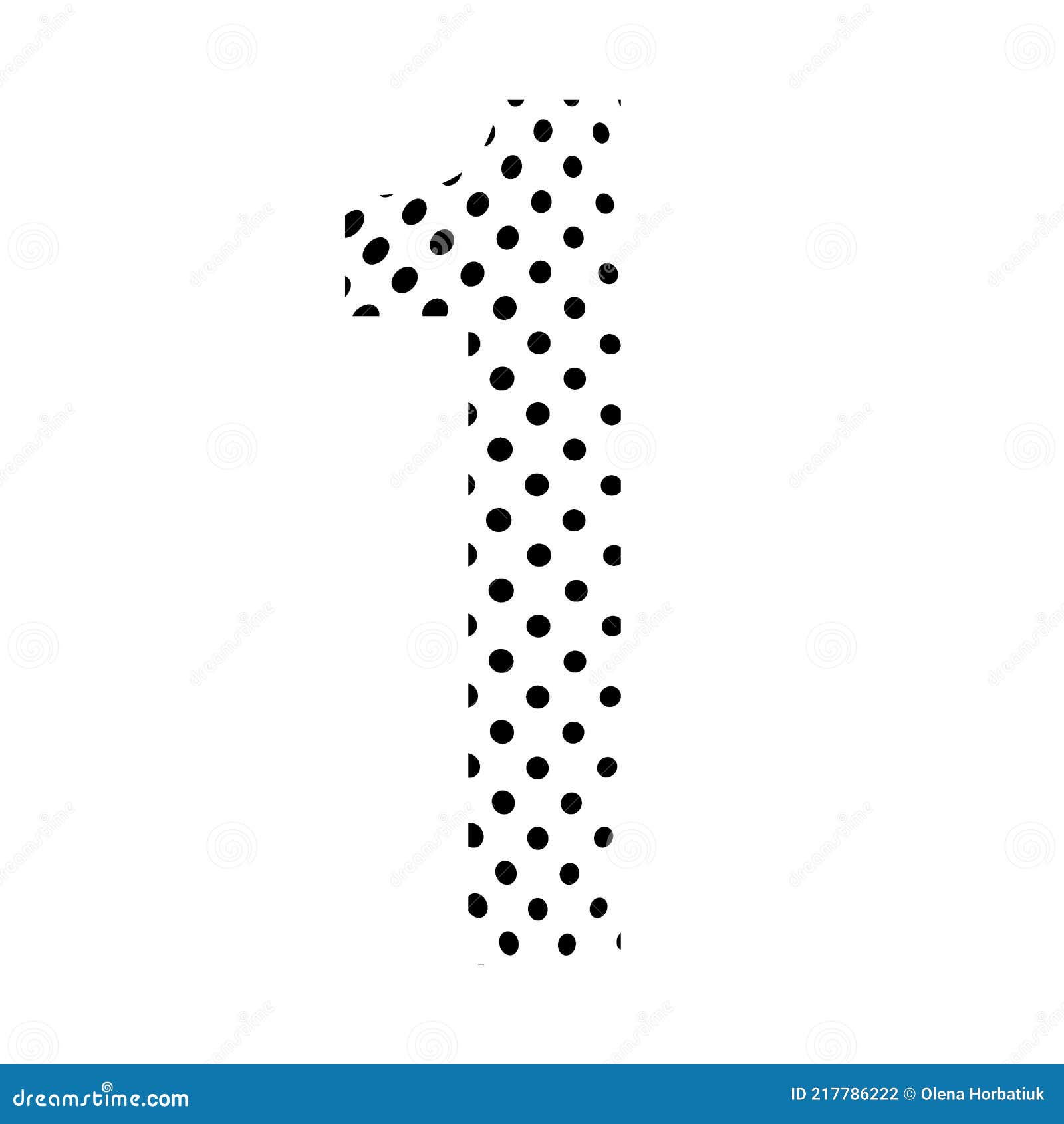Number One, 1 in Halftone. Dotted Illustration Isolated on a White ...