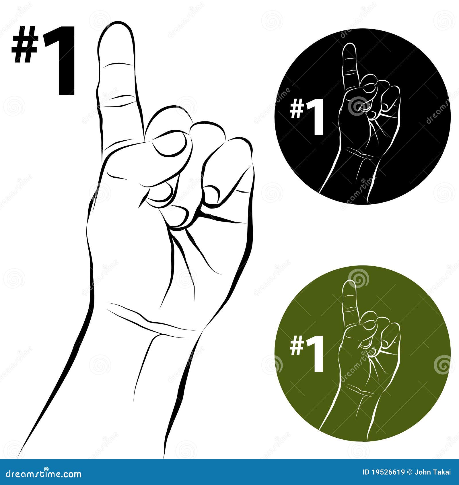 Number One Hand Gesture Line Drawing Stock Vector - Illustration of ...