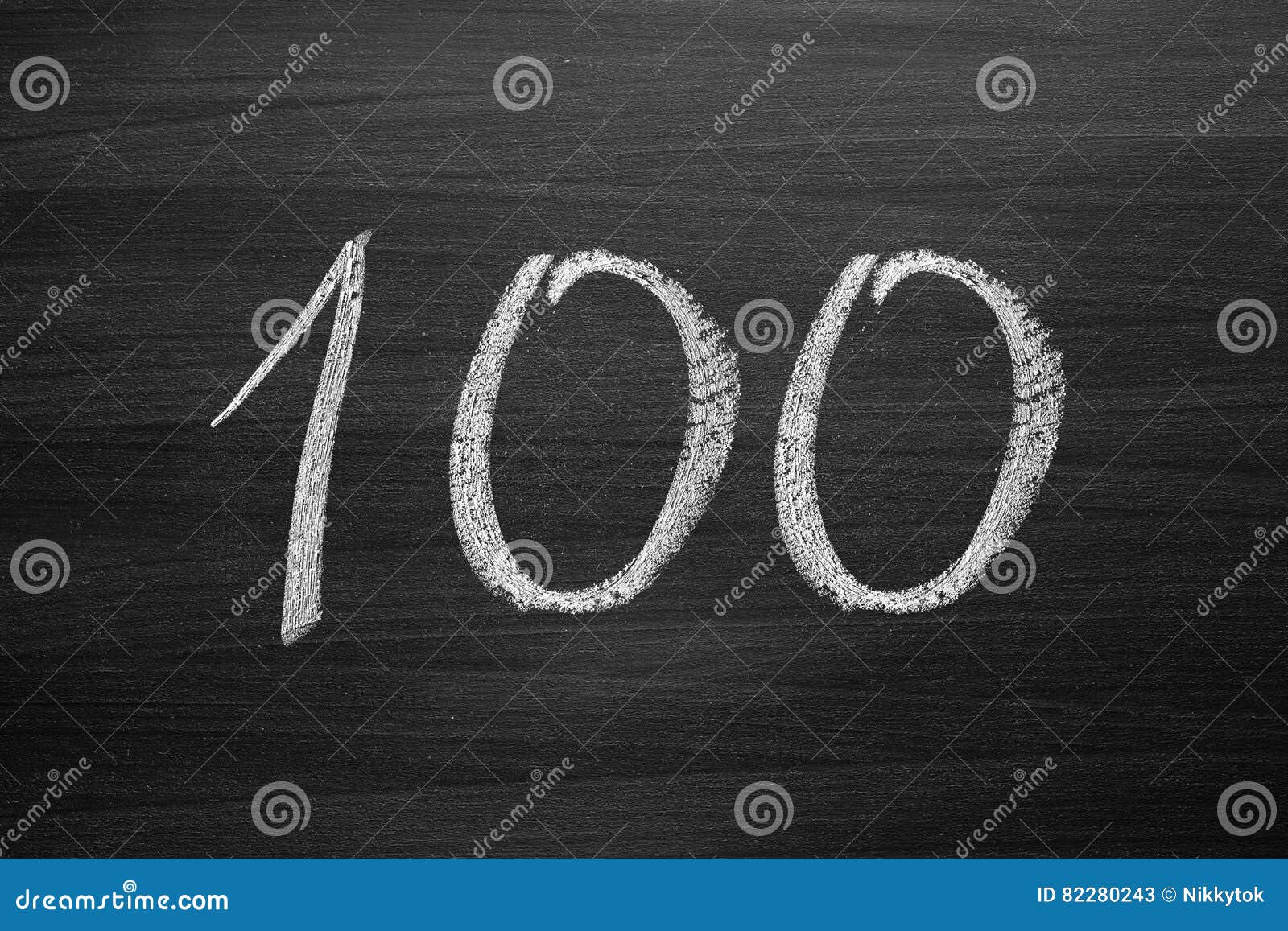 Number One Hundred Enumeration Written with a Chalk on the Blackboard ...
