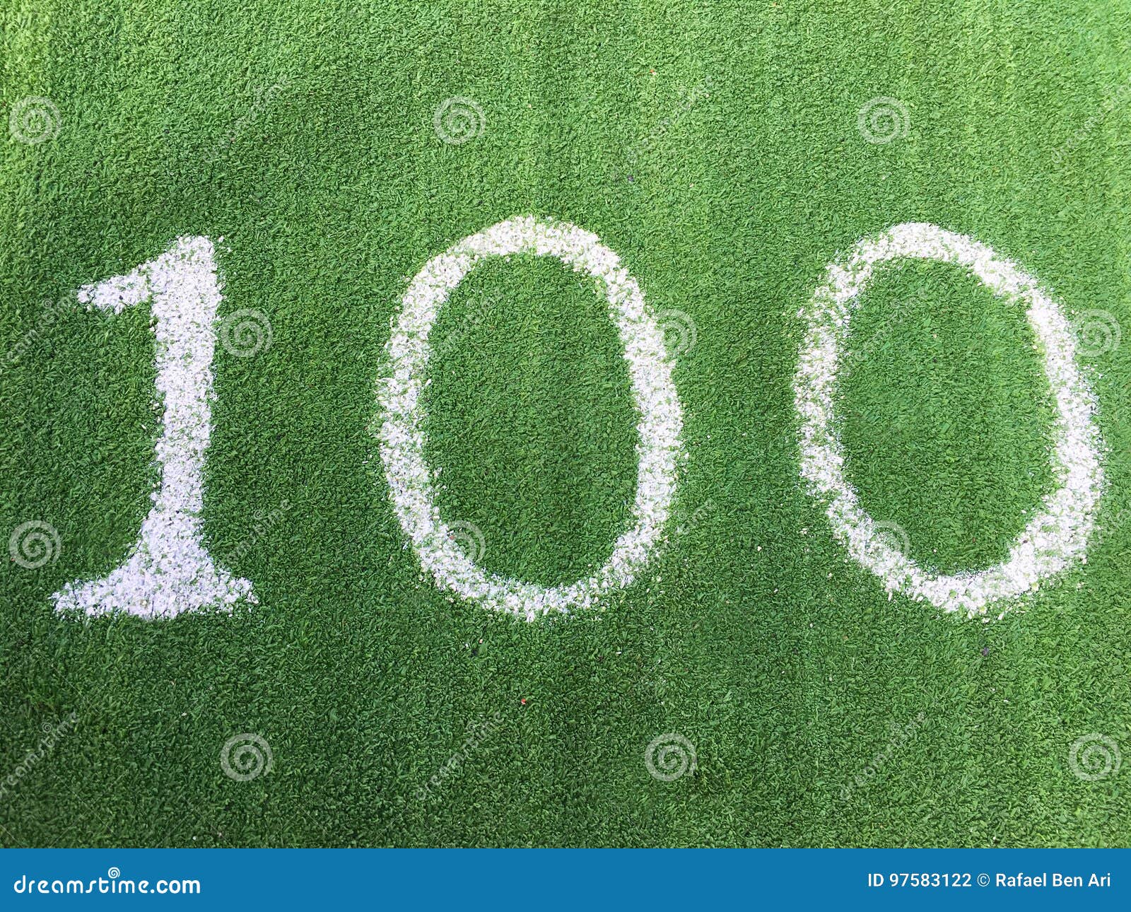 Number One Hundred 100 on Green Grass Stock Photo - Image of recored ...