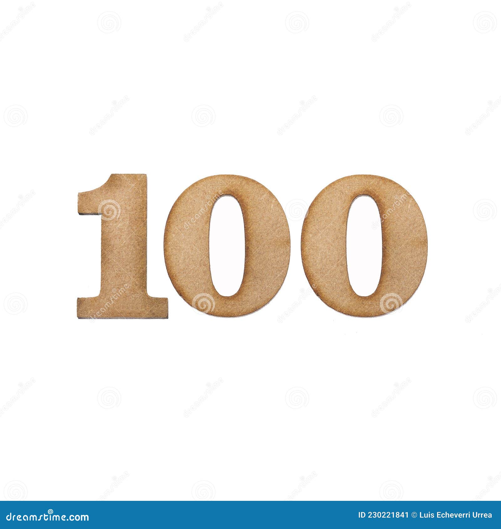 Number One Hundred, 100 - Piece of Wood Isolated on White Background ...