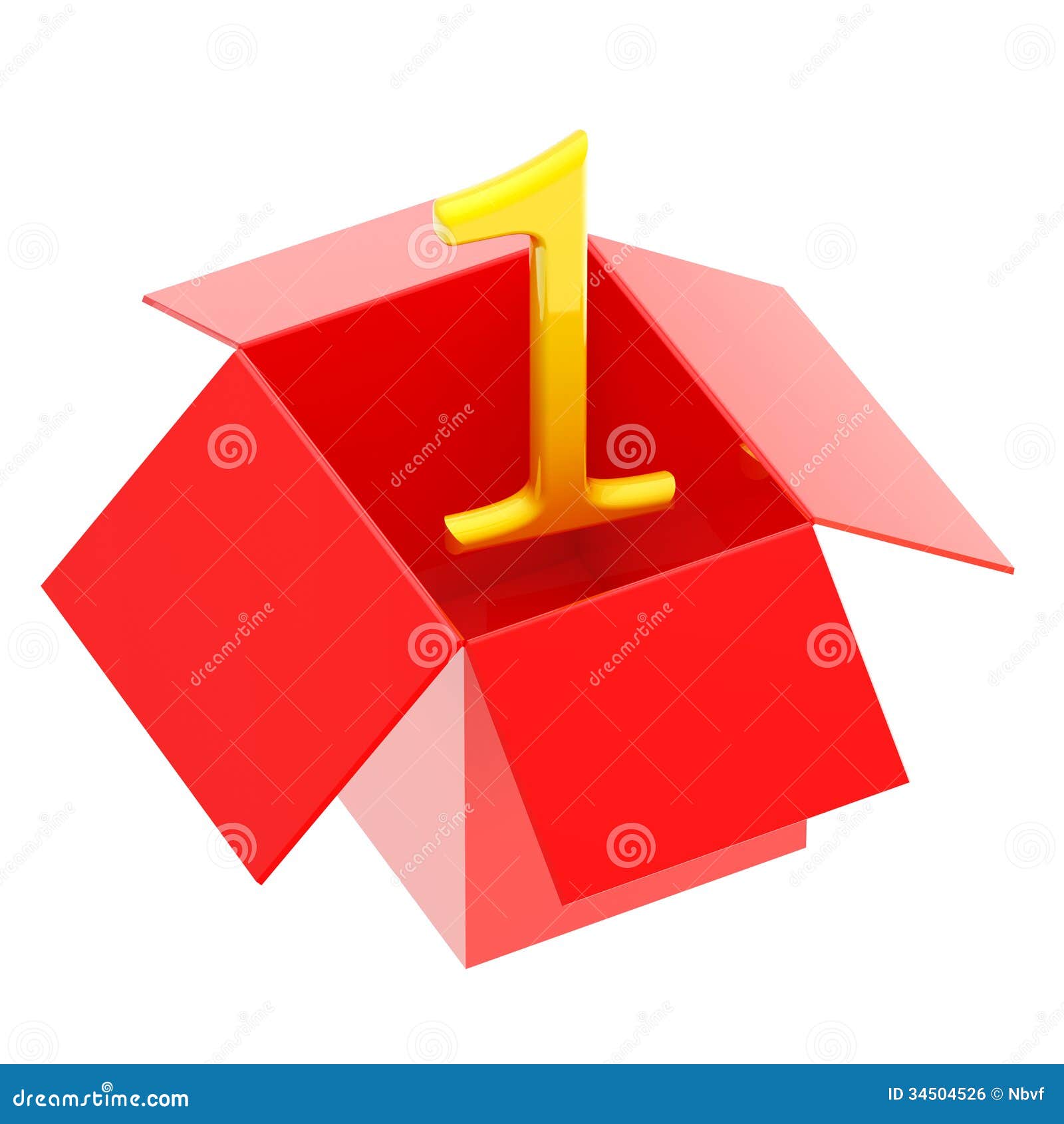 Number One Inside the Glossy Red Box Stock Illustration - Illustration ...