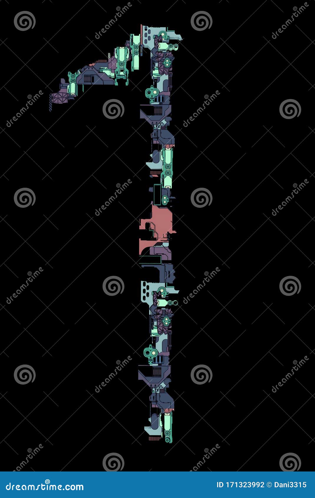 The Number One Isolated on Black Background Stock Illustration ...