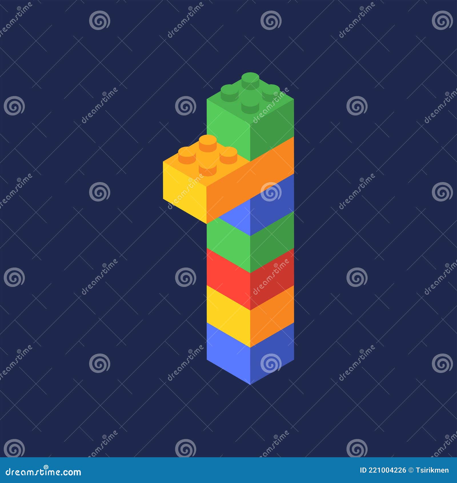 Number One in Isometric. Color Constructor Stock Vector - Illustration ...