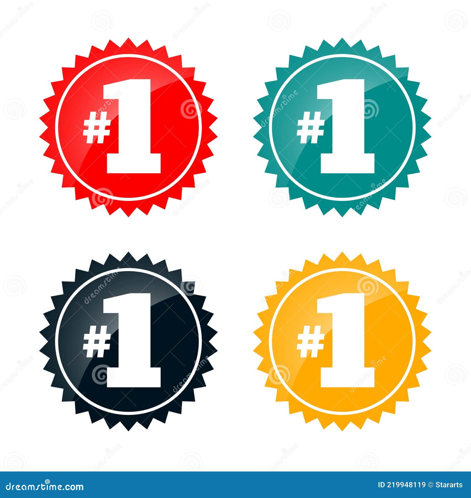 Number One Label Badges in Four Colors Stock Vector - Illustration of ...