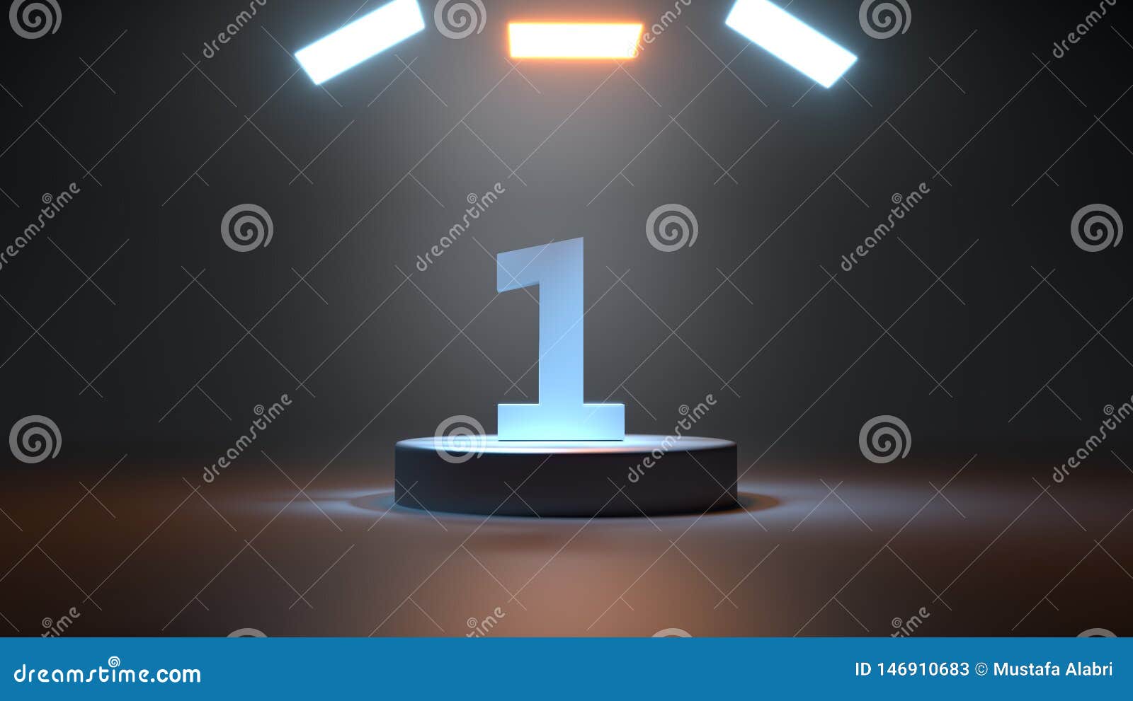 The Number One Light on the Festive Podium 3D Illustration Stock ...