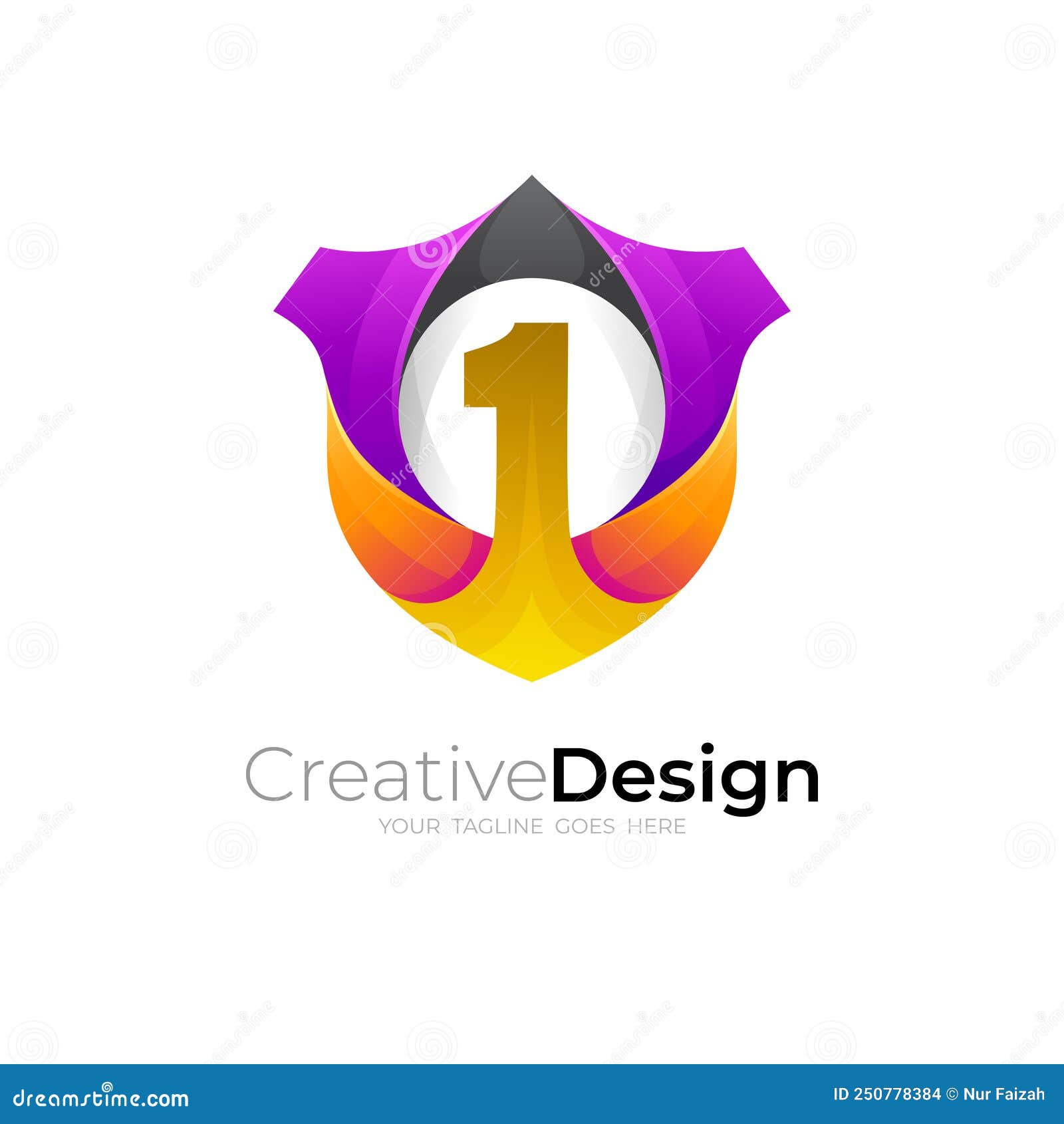 Number One Logo and Shield Icon Template, 3d Colorful Stock Vector ...