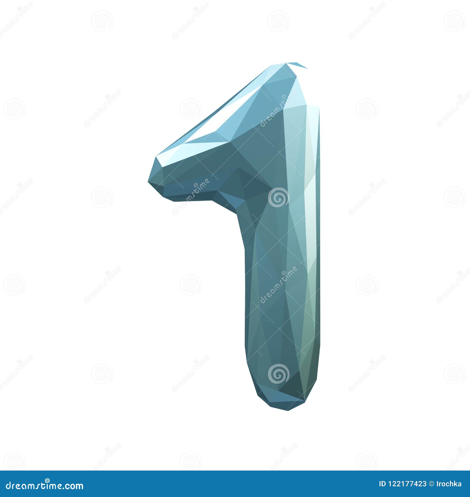 Number 1 One in Low Poly Style Isolated on White Background. 3d Stock ...