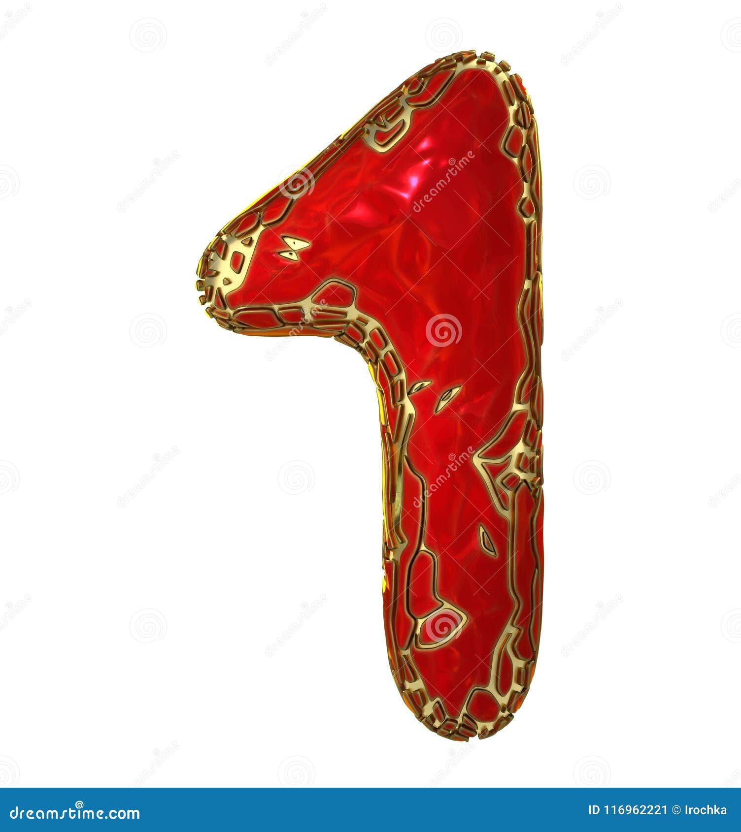 Number 1 One in Low Poly Style Red Color Isolated on White Background ...