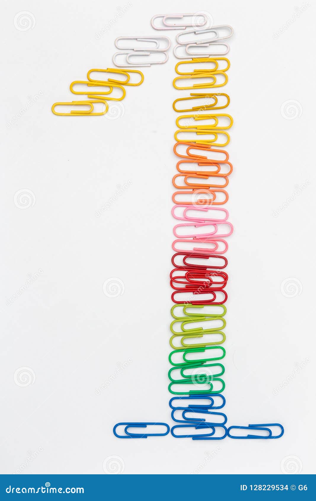 Number One Made from Color Rainbow Paper Clips on White Stock Photo ...