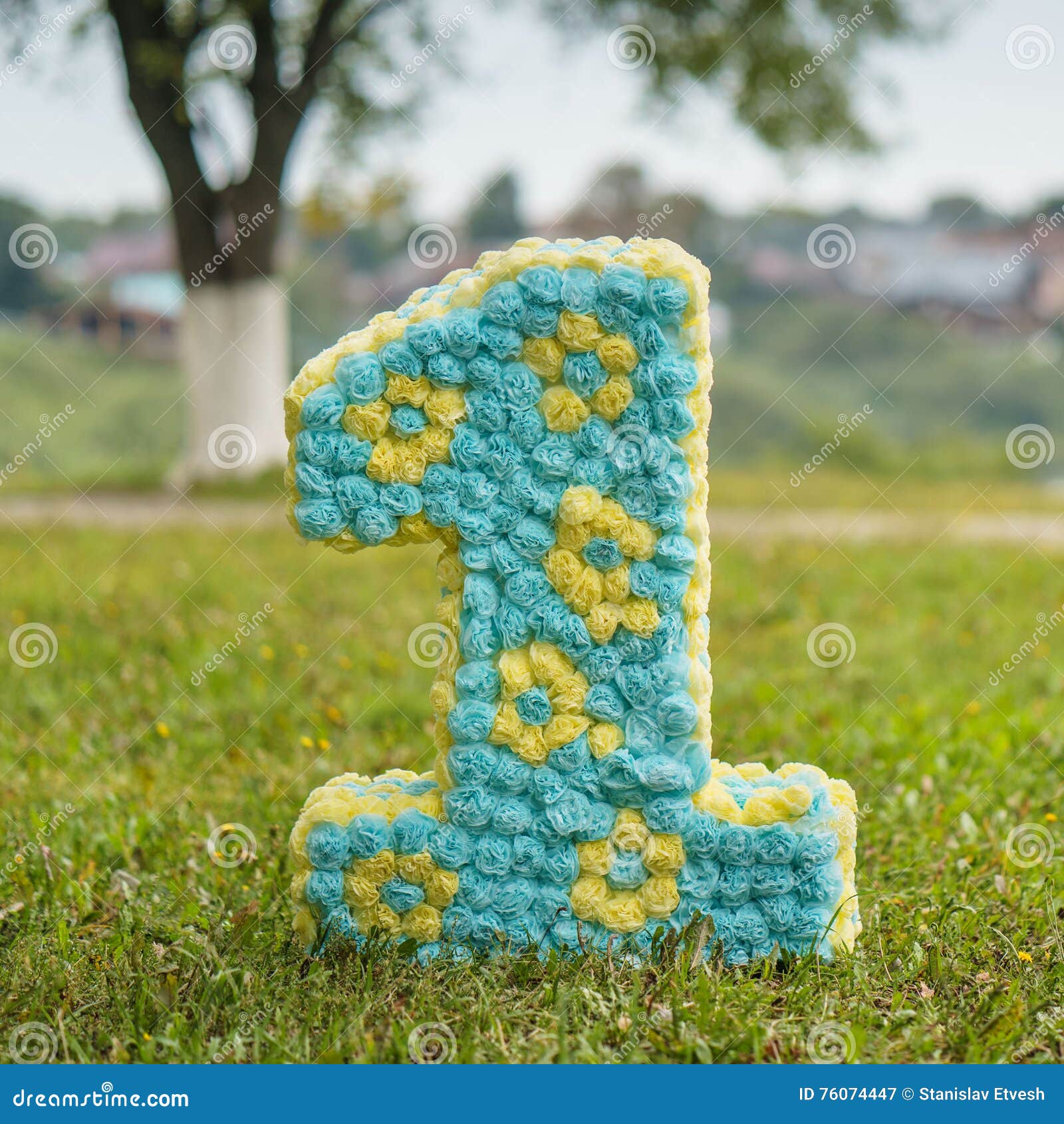 Number One Made of Flowers on Green Grass Stock Image - Image of grass ...
