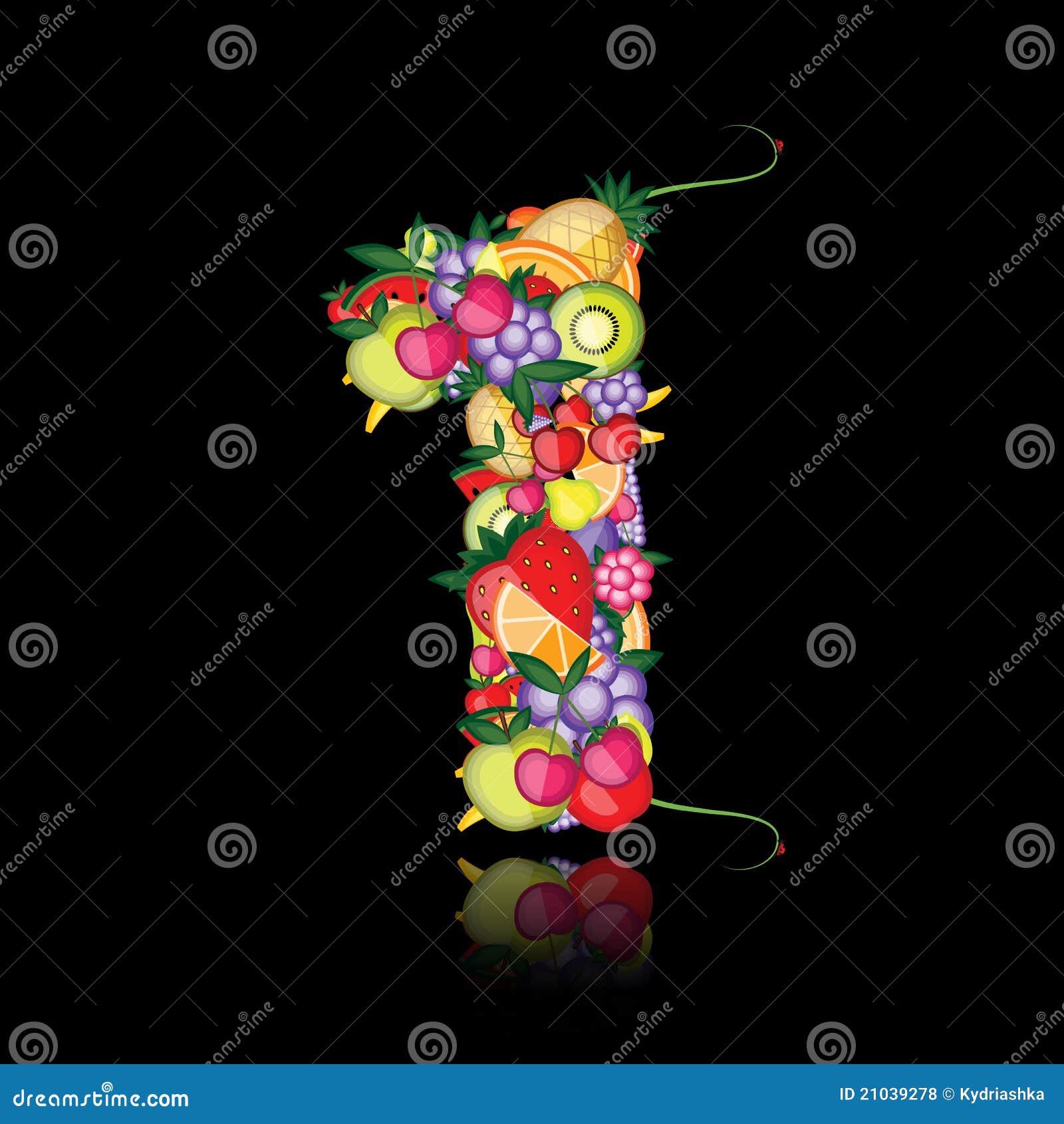 Number One Made from Fruits Stock Vector - Illustration of lemon, kiwi ...