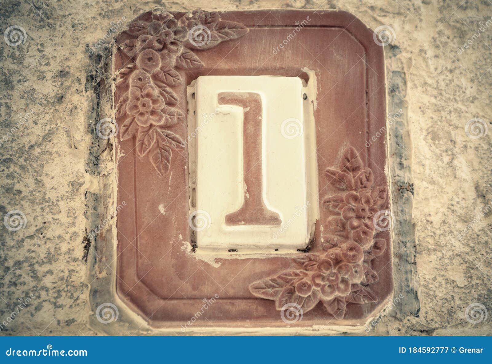 Number 1 tile street stock image. Image of retro, address - 184592777