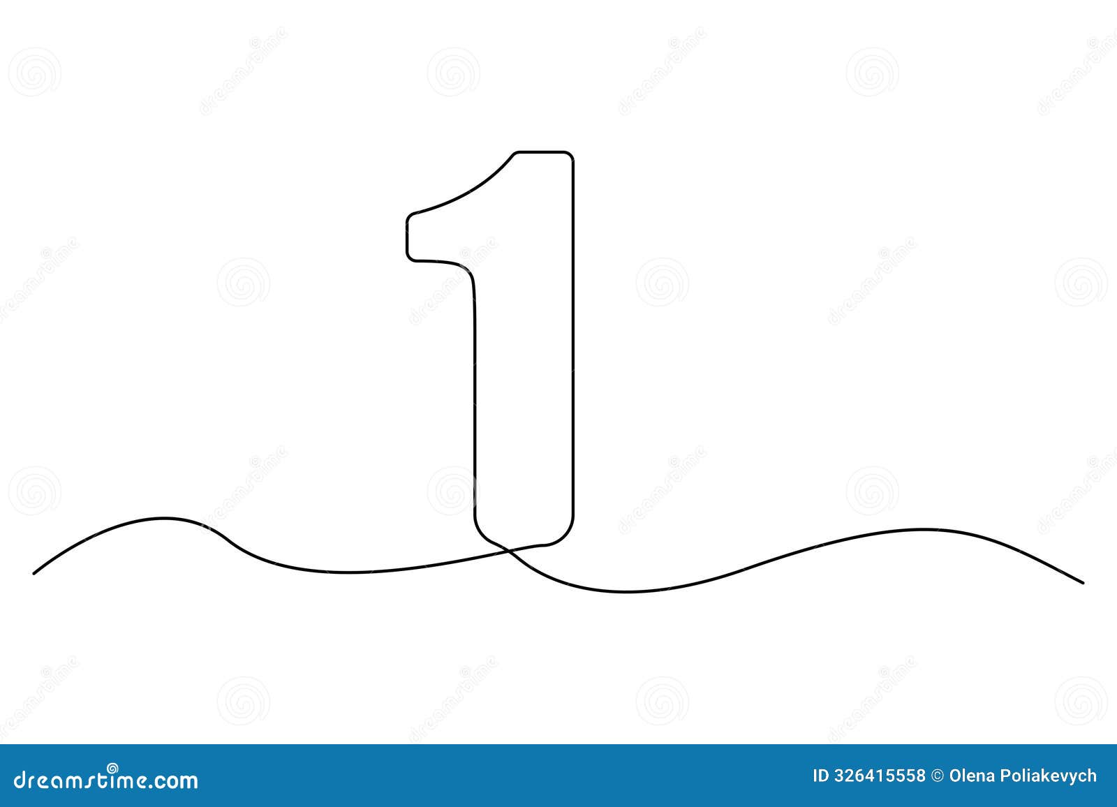 Number One Outline. Minimalist Vector Illustration. Continuous Black ...