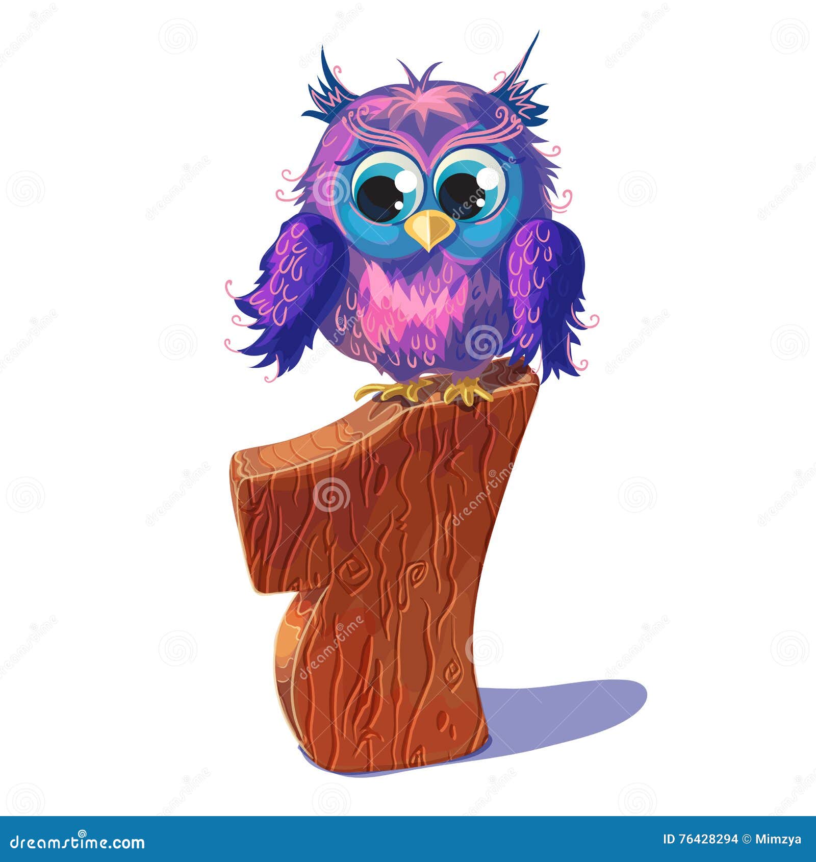 Number One and the Owl in Cartoon Style Stock Vector - Illustration of ...
