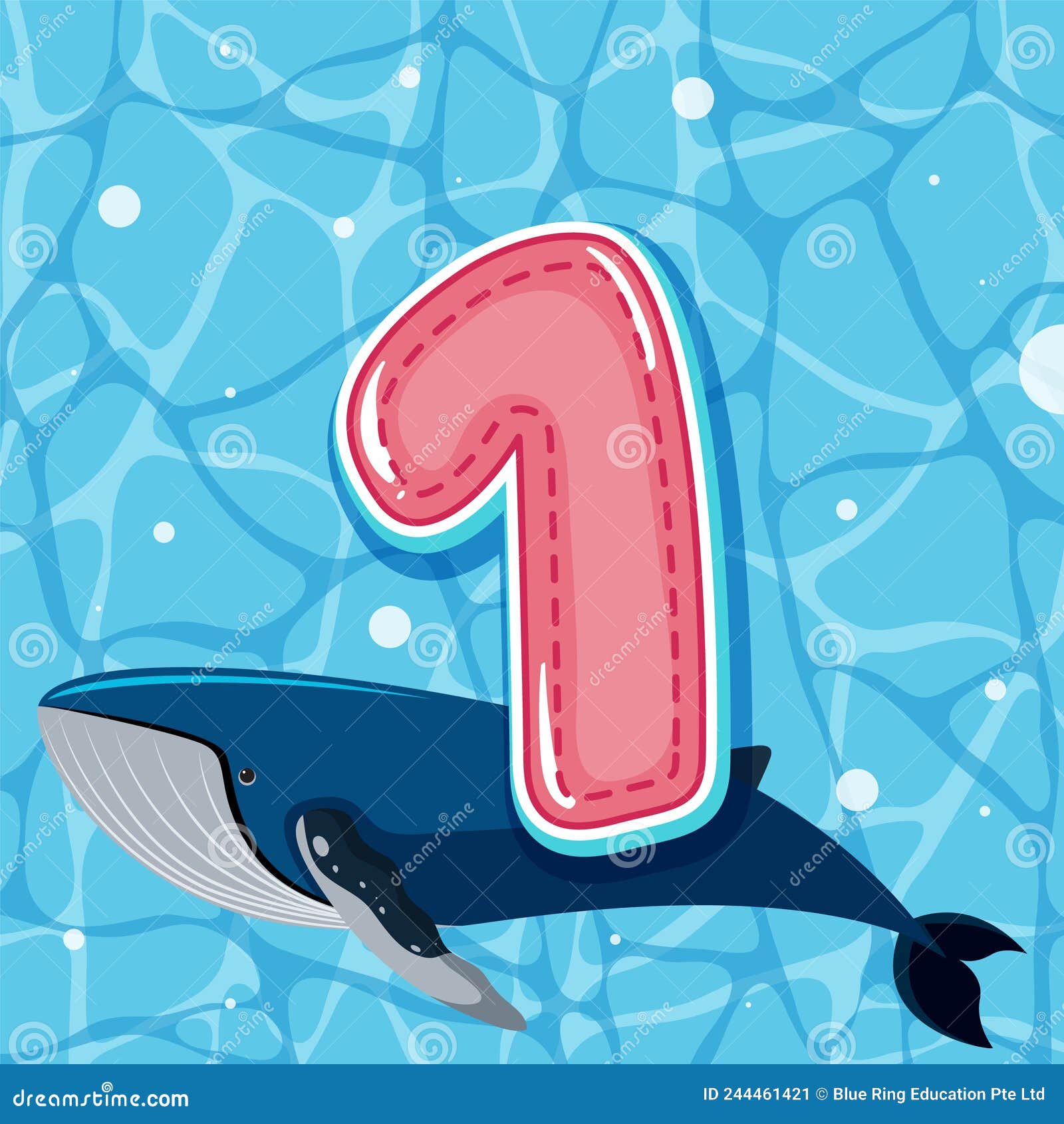 Number One with Sea Animals Stock Vector - Illustration of animal ...