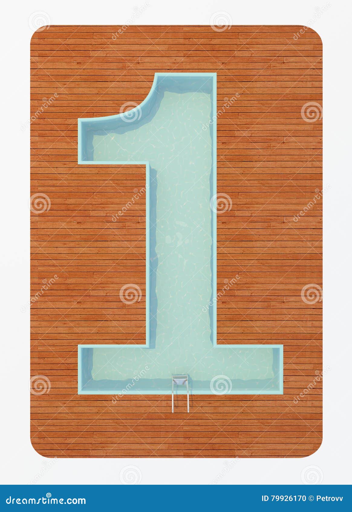 Number One in the Shape of the Pool 3d Rendering Stock Illustration ...