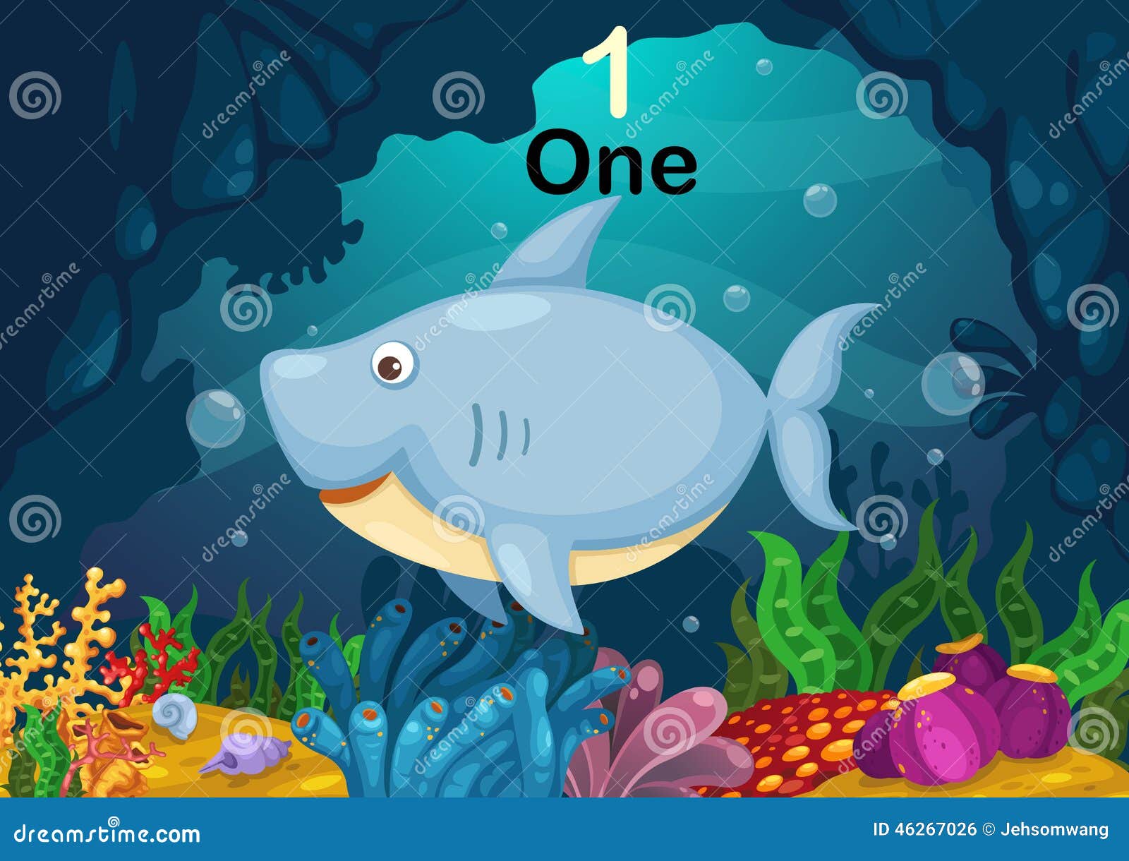 Number One Shark Under the Sea Vector Stock Vector - Illustration of ...