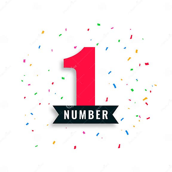 Number One or 1 Sign Celebration Template with Confetti Stock Vector ...