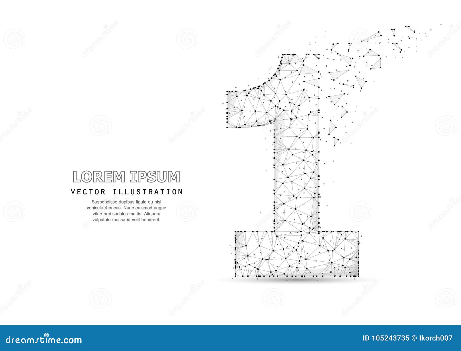 Number One 1 Symbol. Triangular Polygonal Wireframe Art. Stock Vector ...