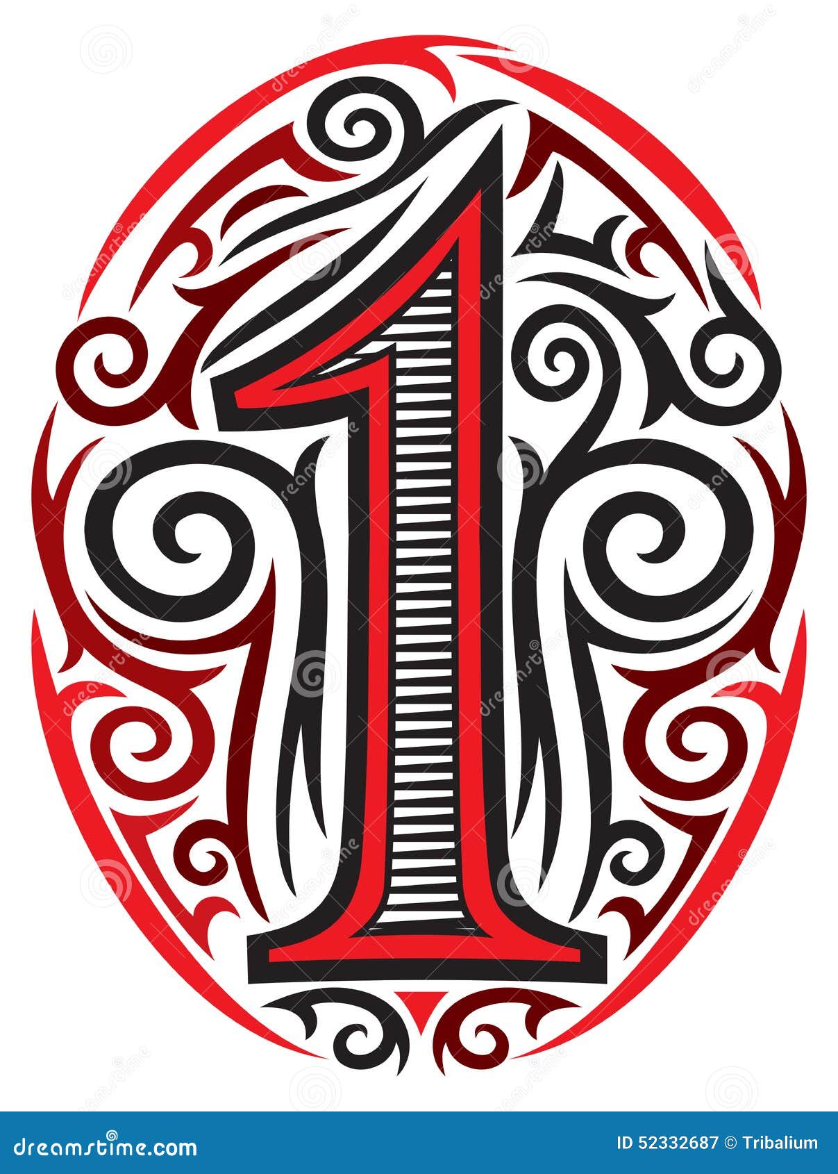 Number one tattoo stock vector. Illustration of tattoo - 52332687