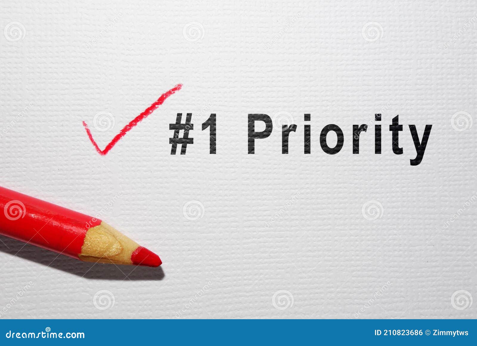 Number One Text with Red Pencil Checkmark on Paper Stock Photo - Image ...