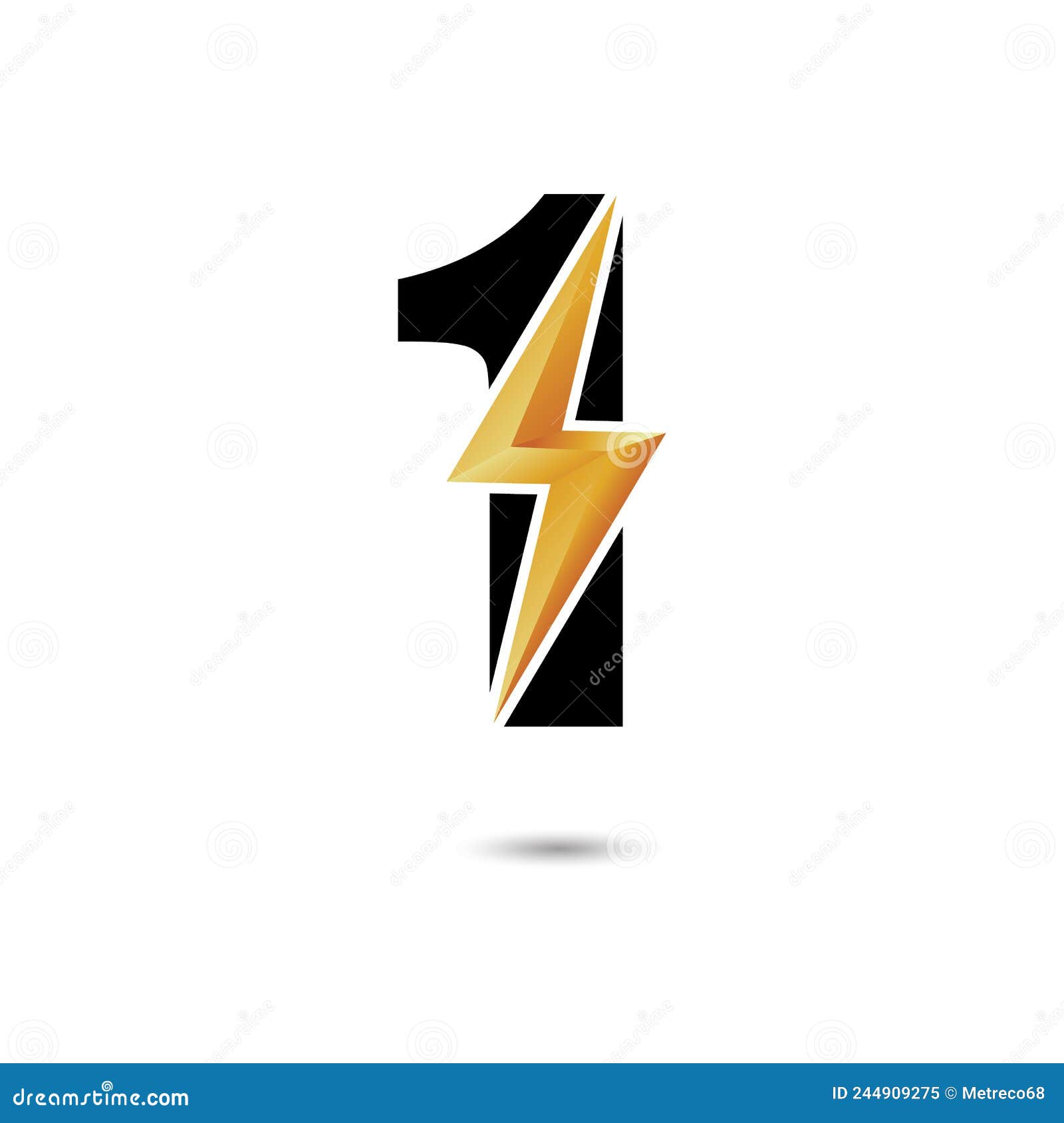 Number One 1 Thunder Bolt Logo Design Stock Vector - Illustration of ...
